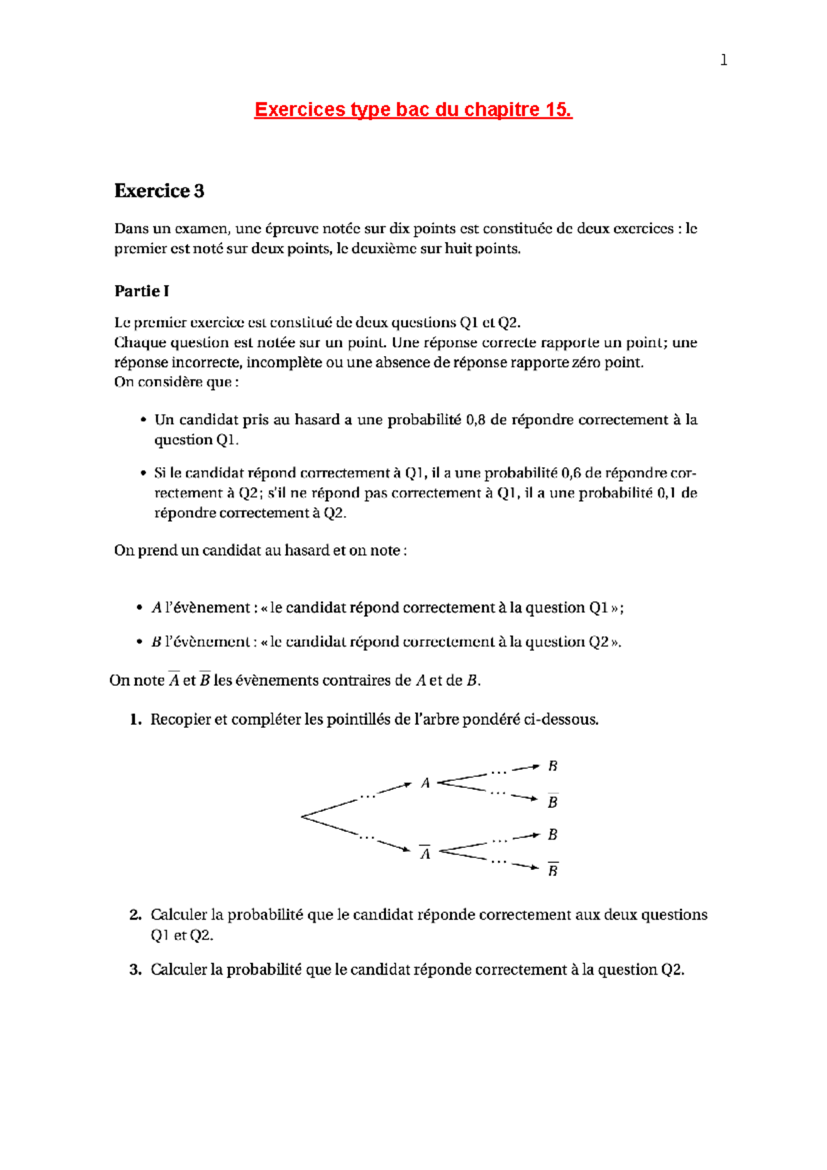 Exercice BAC Variables aléatoires Sujet 0 - Mathématiques - 1 Exercices ...