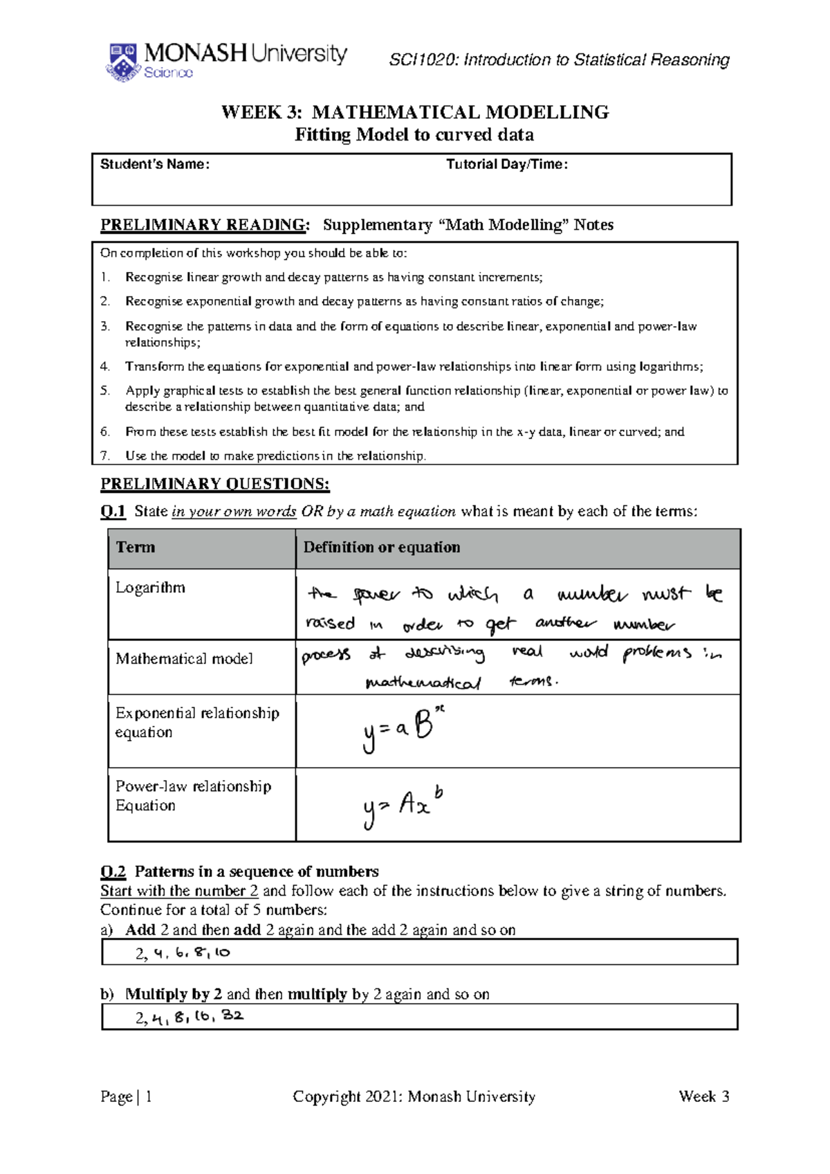 WEEK 03 - SCI1020: Introduction to Statistical Reasoning Page | 1 Copyright 20 21 : Monash - Studocu