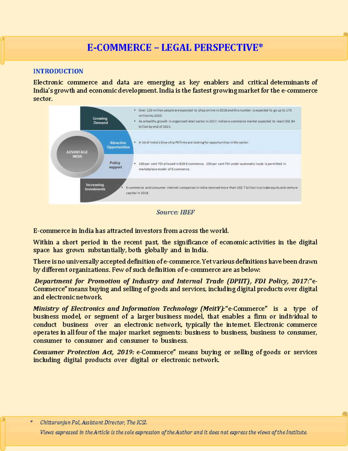 E-Commerce Legal Perspective - E-COMMERCE – LEGAL PERSPECTIVE* INTRODUCTION Electronic commerce ...