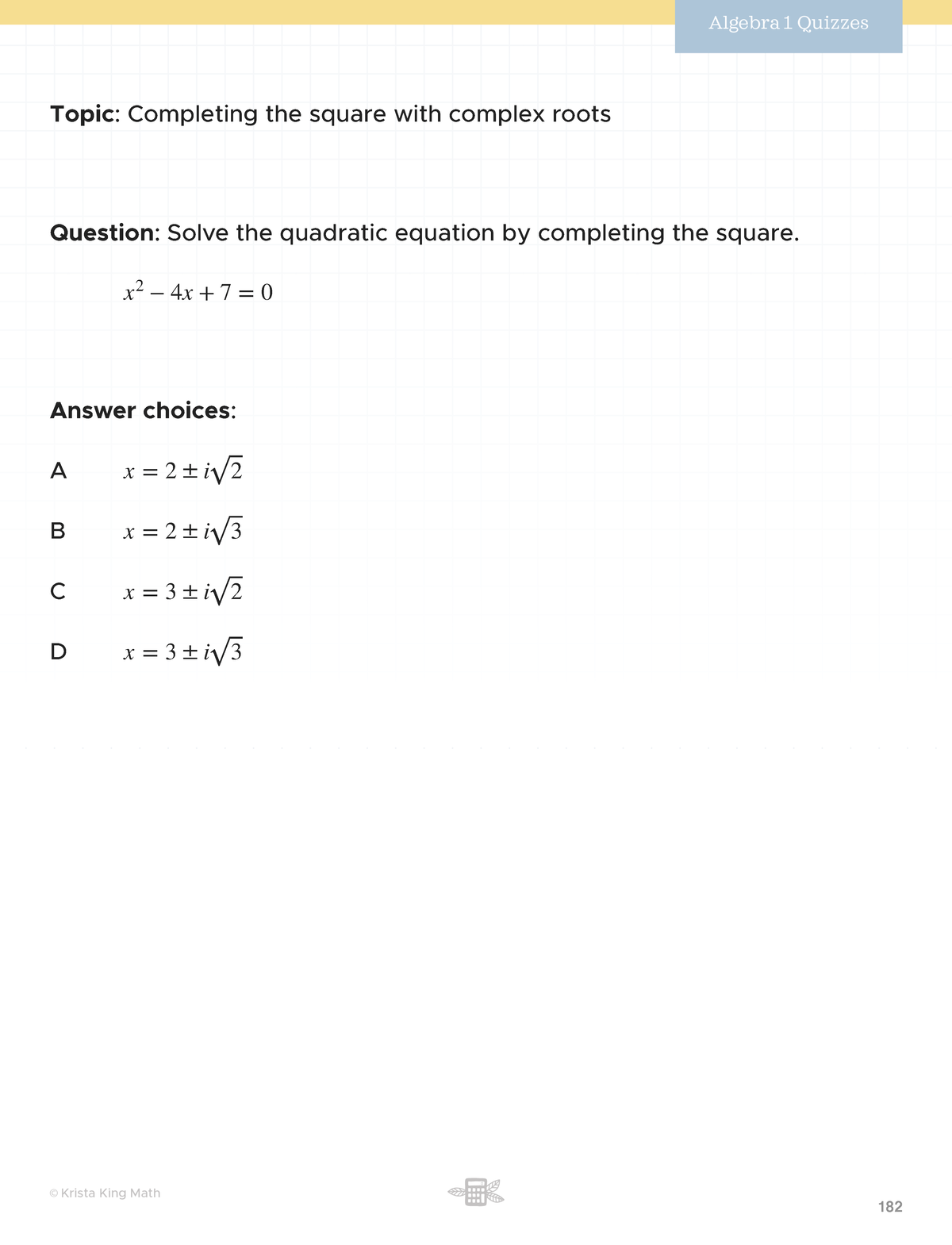 06 Completing the square with complex roots - Topic: Completing the ...