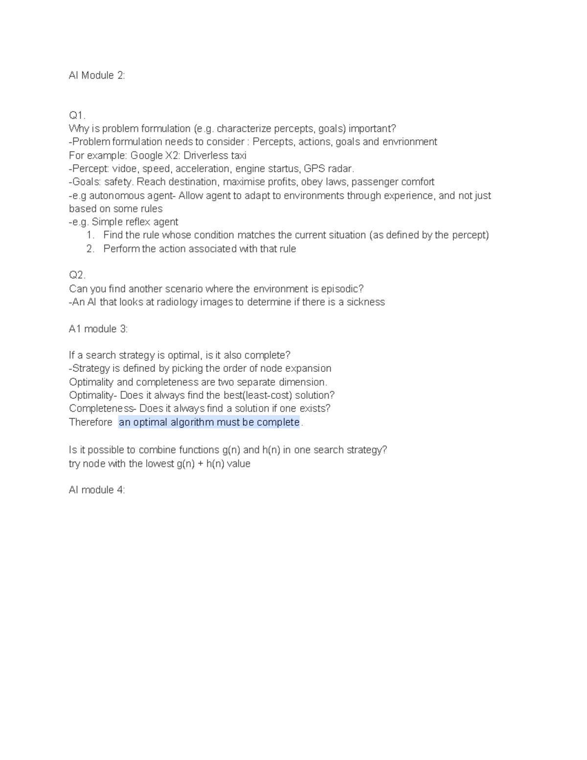 LAM Sequences AI modules - AI Module 2: Q1. Why is problem formulation ...