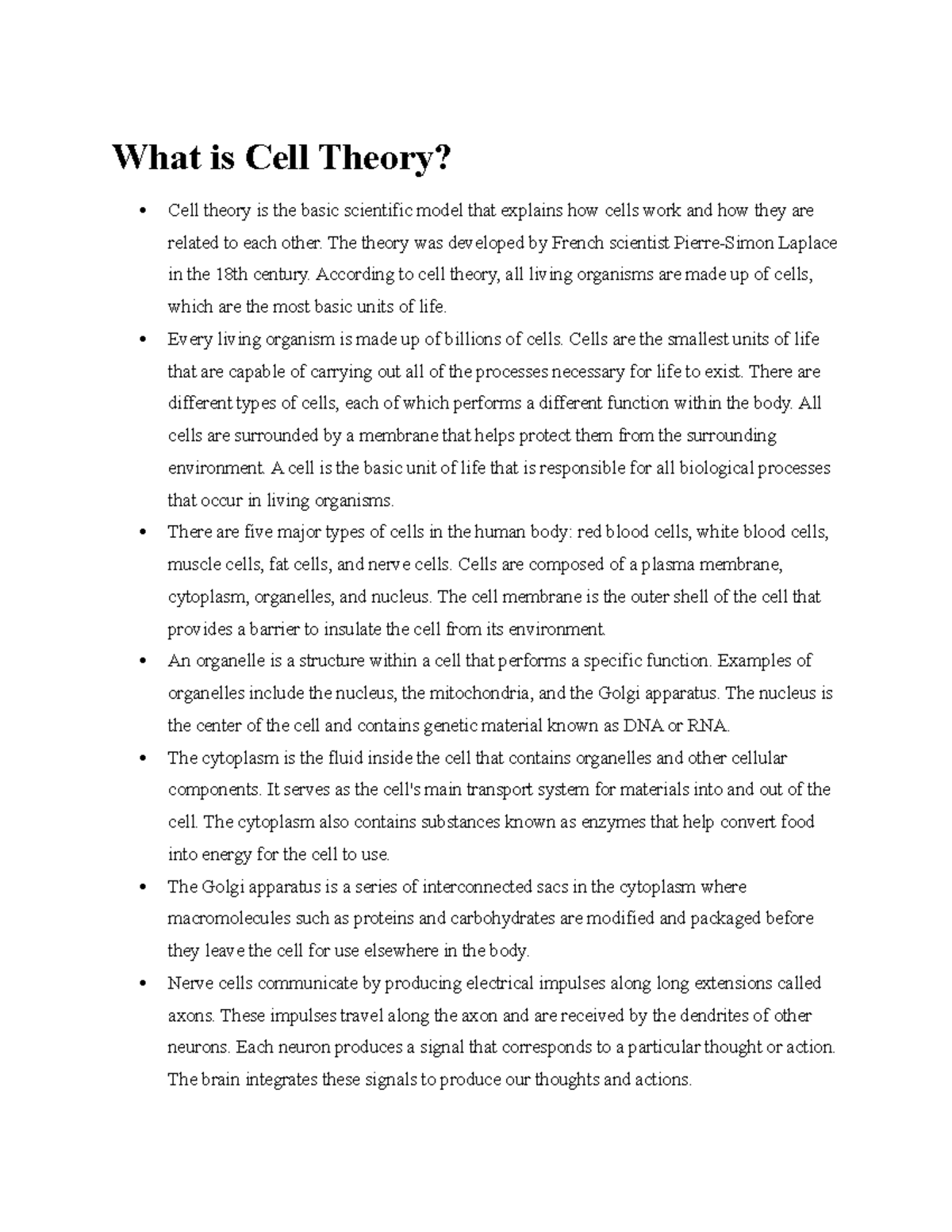 What is Cell Theory - notes - What is Cell Theory? Cell theory is the ...