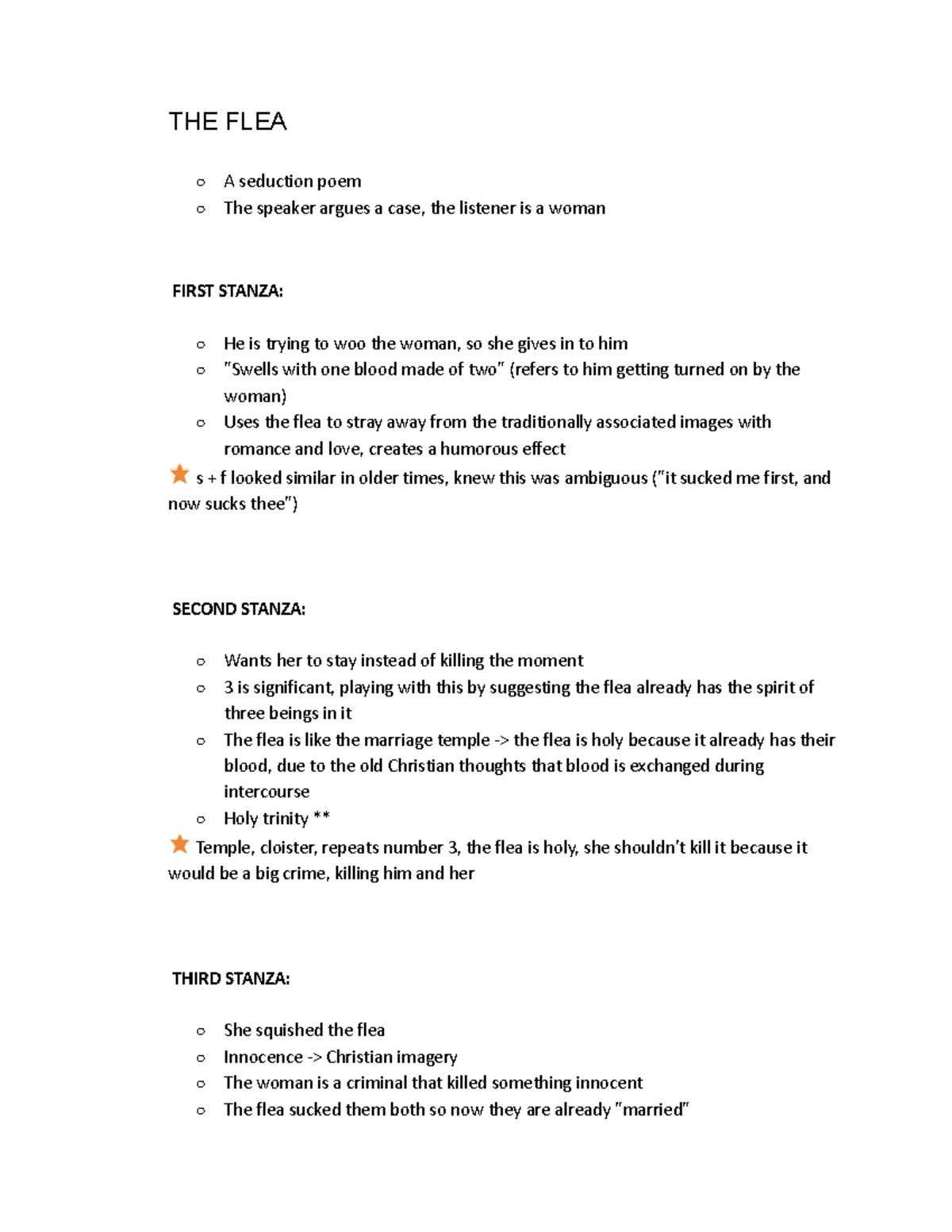 In Class Essay Helpful Notes - THE FLEA A seduction poem The speaker ...