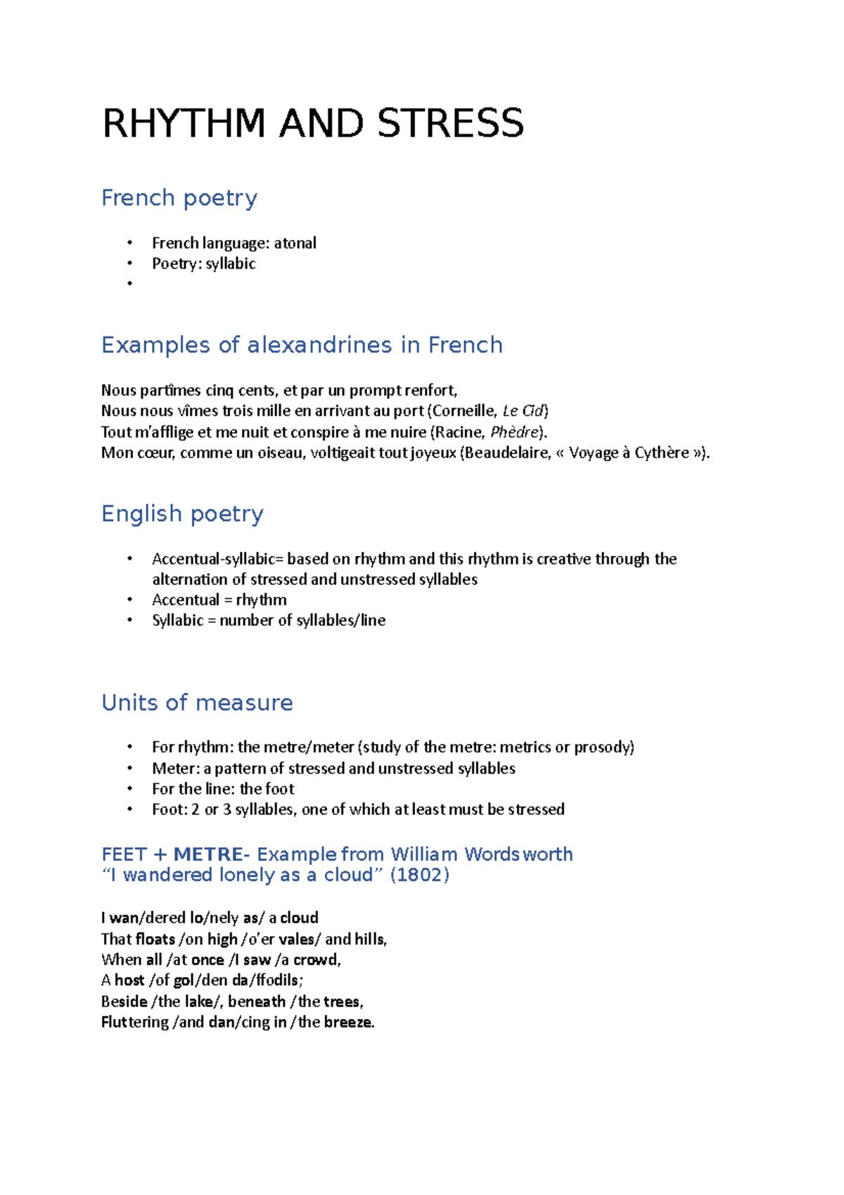 Rhythm & Stress - RHYTHM AND STRESS French poetry French language ...