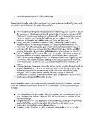 Diagnostic Molecular Biology 1-2 - Introduction to Diagnostic Molecular ...