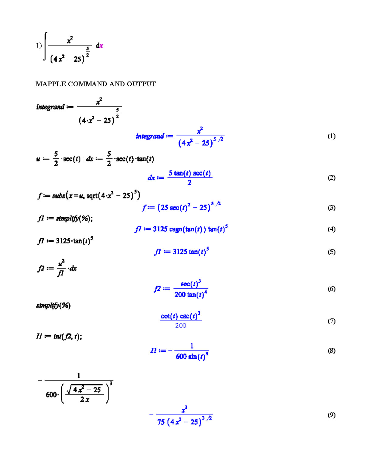 Calculus II Assignment - (6)(6) (9)(9) (1)(1) (4)(4) (7)(7) (8)(8) (2)(2) (5)(5) (3)(3) 1) K ...