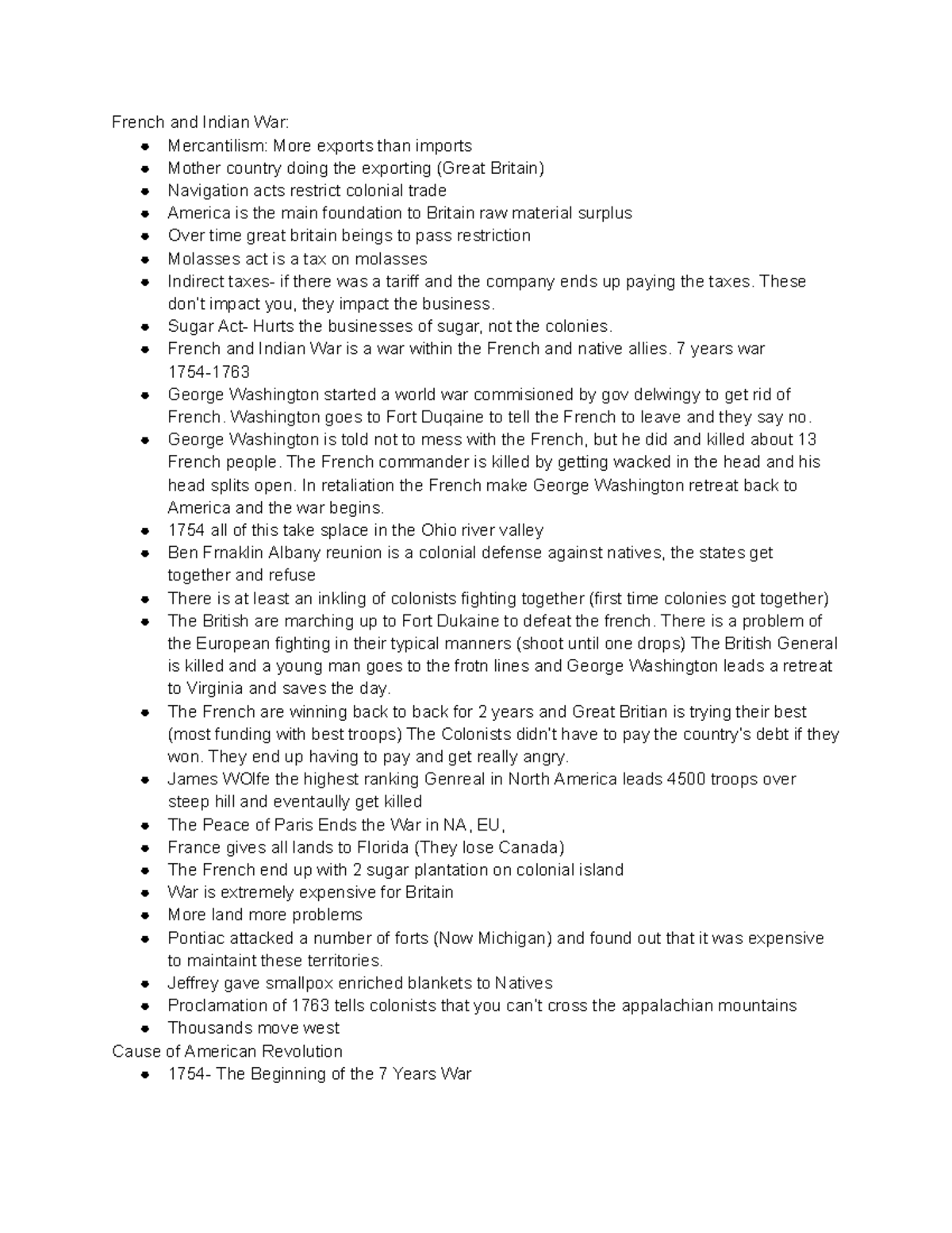 Period 3 Notes - French and Indian War: Mercantilism: More exports than ...