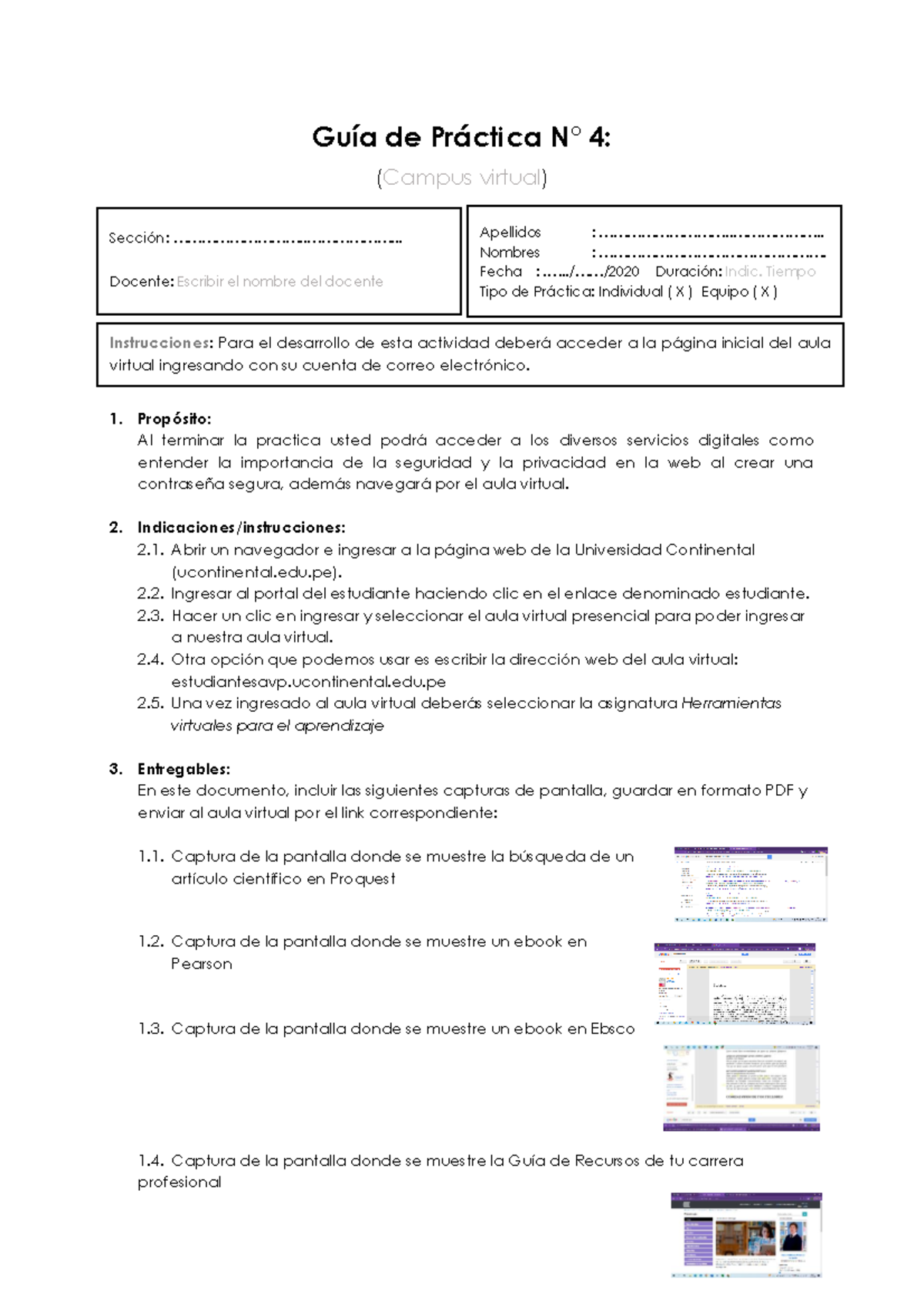 Guia practica de la semana 04 - Guía de Práctica N° 4: (Campus virtual ...