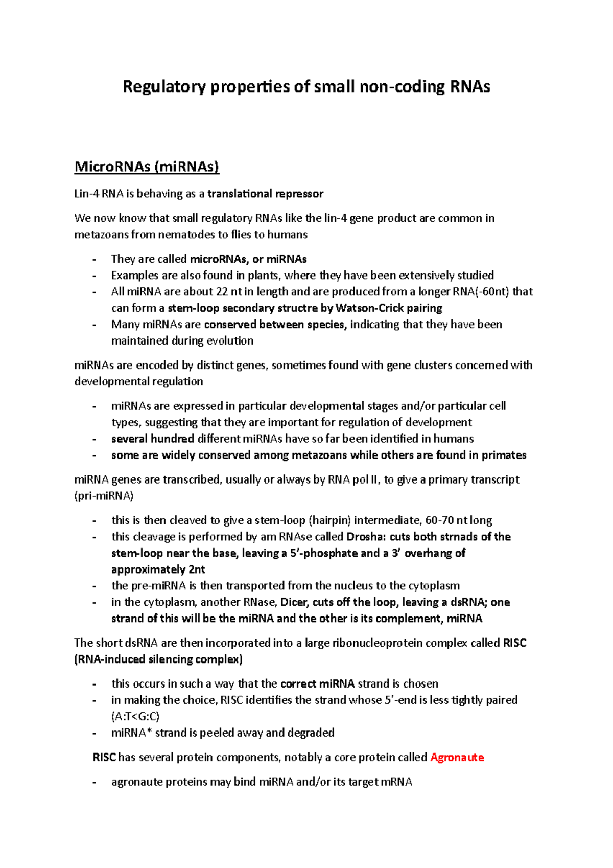 Regulatory properties of small non-coding RNAs - cleavage of existing ...