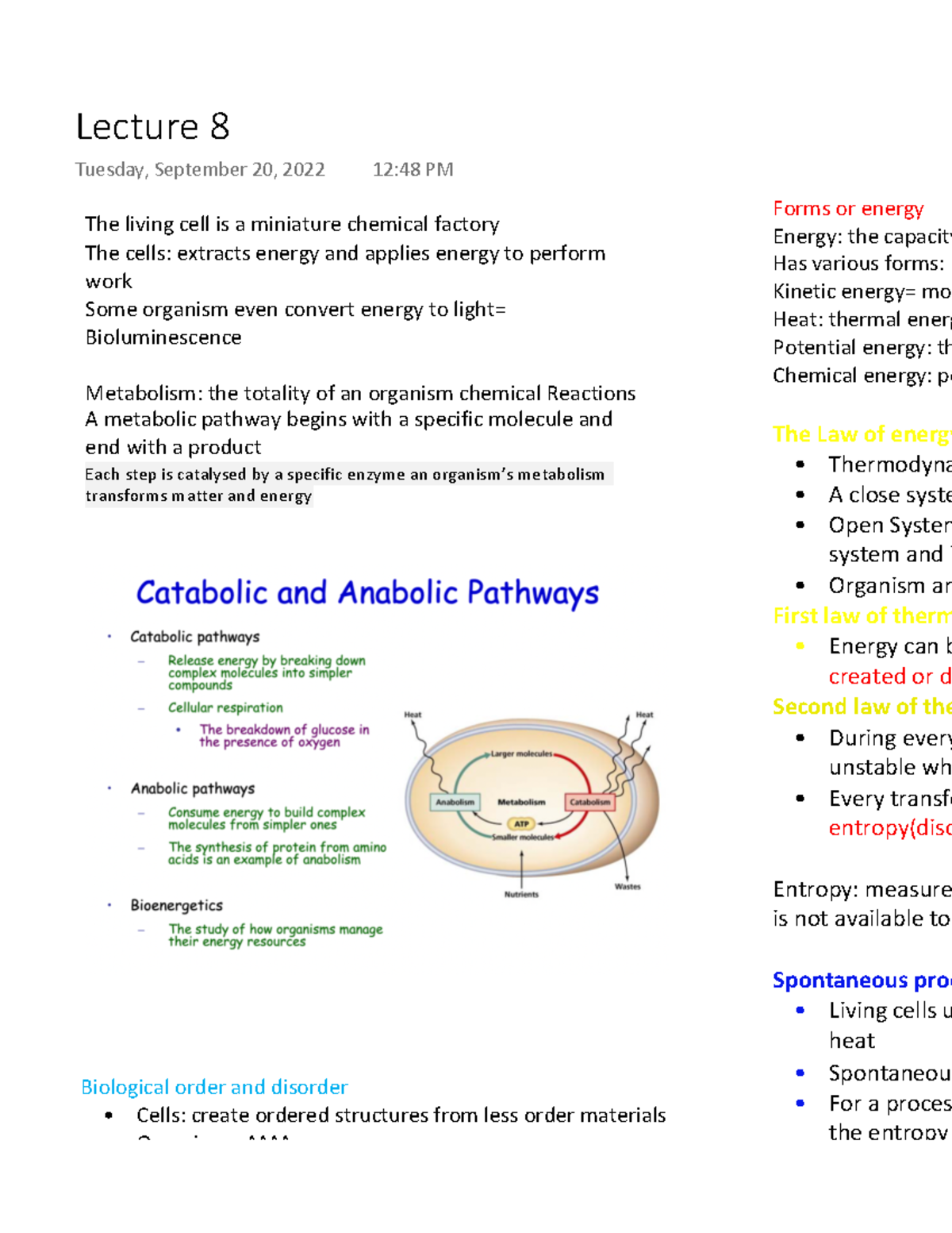 Lecture 8 - Energy, enzymes and metabolism - Deprecated API usage: The ...