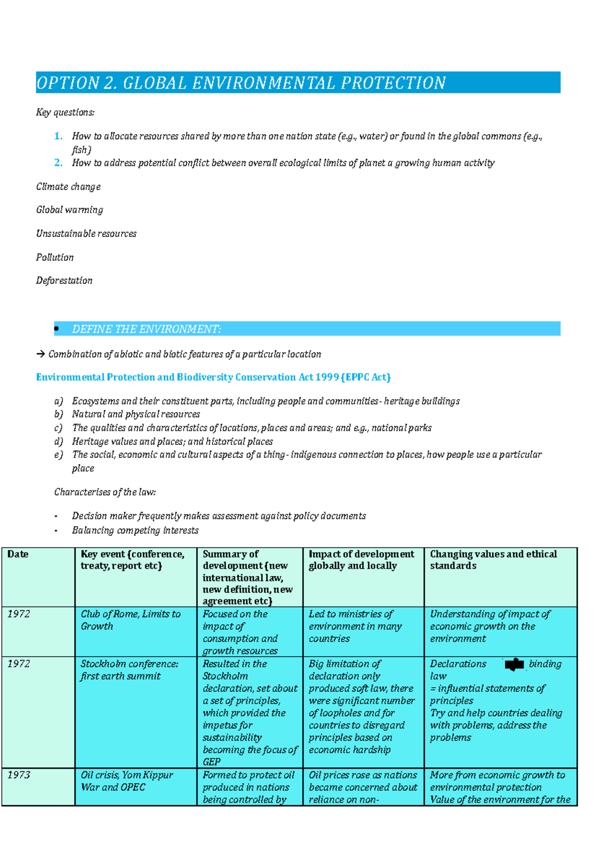 Opt 2 global environment protection - OPTION 2. GLOBAL ENVIRONMENTAL ...