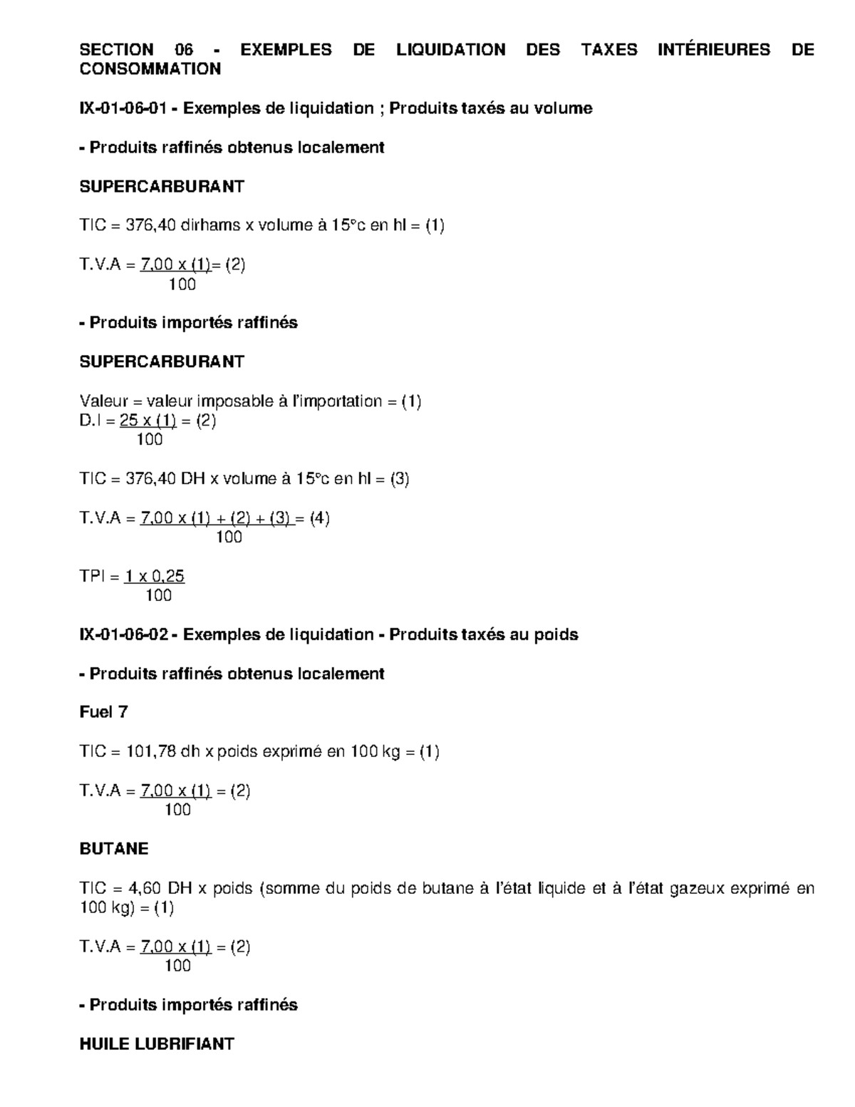 Rdii 30318 - SECTION 06 - EXEMPLES DE LIQUIDATION DES TAXES INTÉRIEURES ...