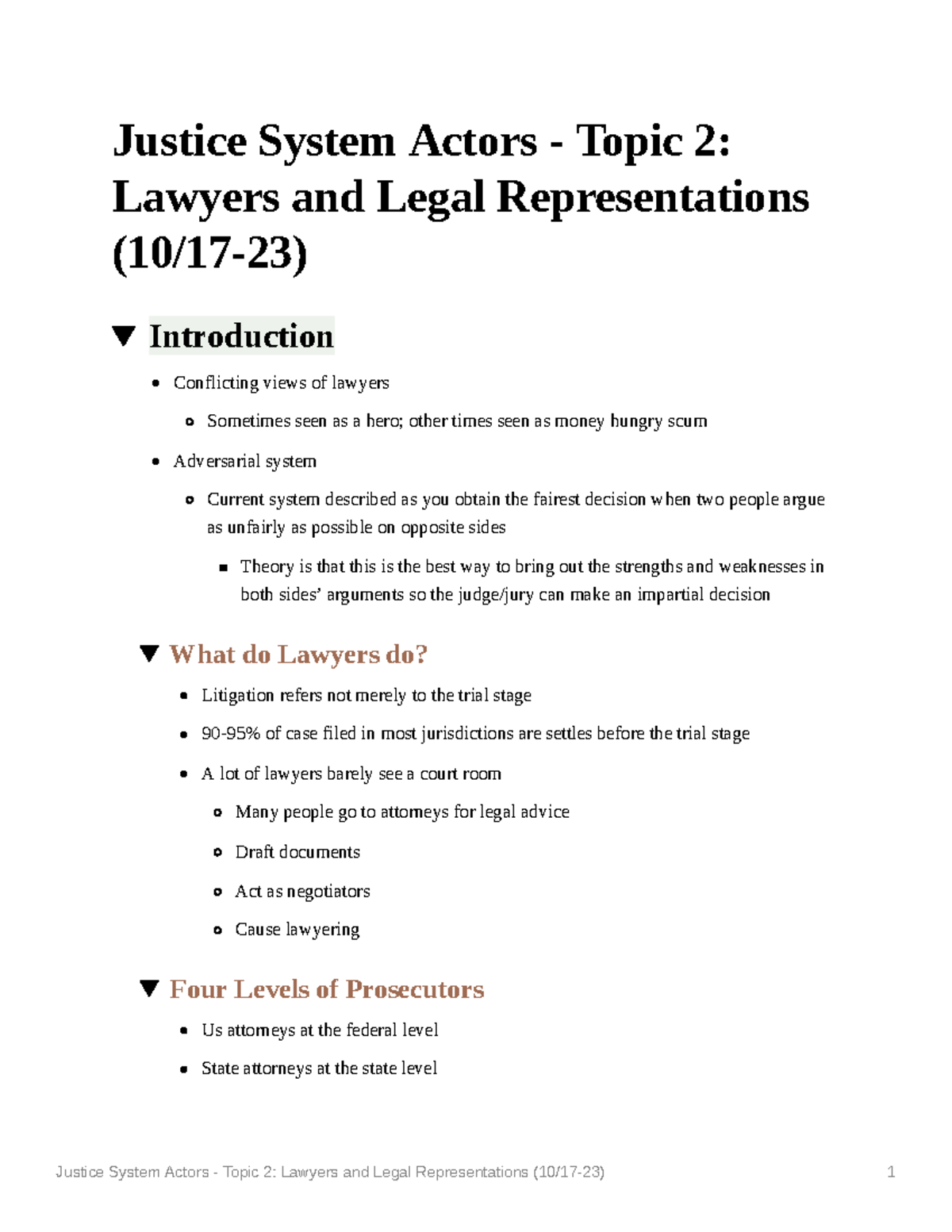 Justice System Actors - Topic 2 Lawyers and Legal Representations ...