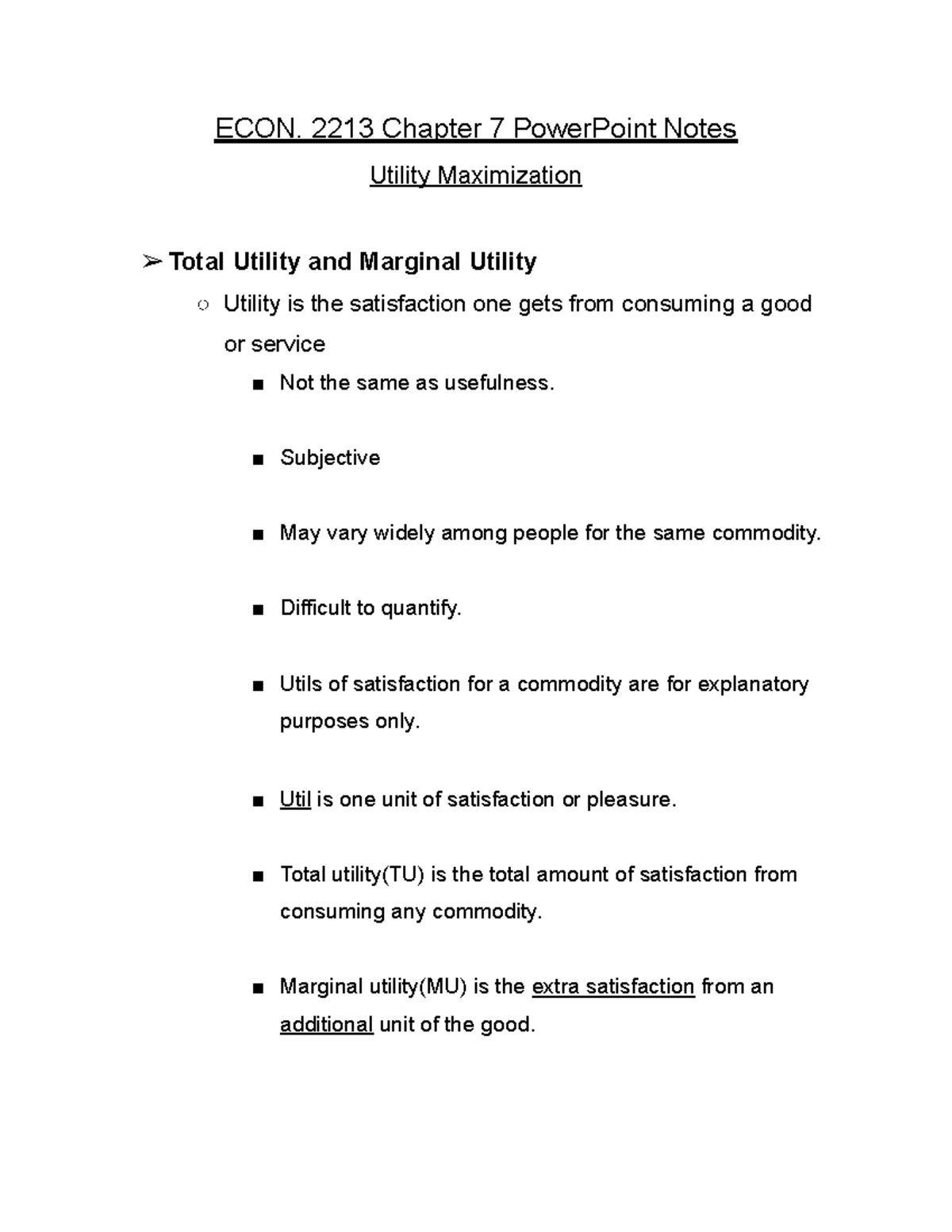 ECON. 2213 Chapter 7 Power Point Notes - ECON. 2213 Chapter 7 ...