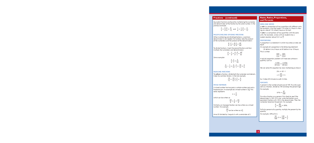 Basic Math Review Card (dragged) 3 - 3 g Rates, Ratios, Proportions ...
