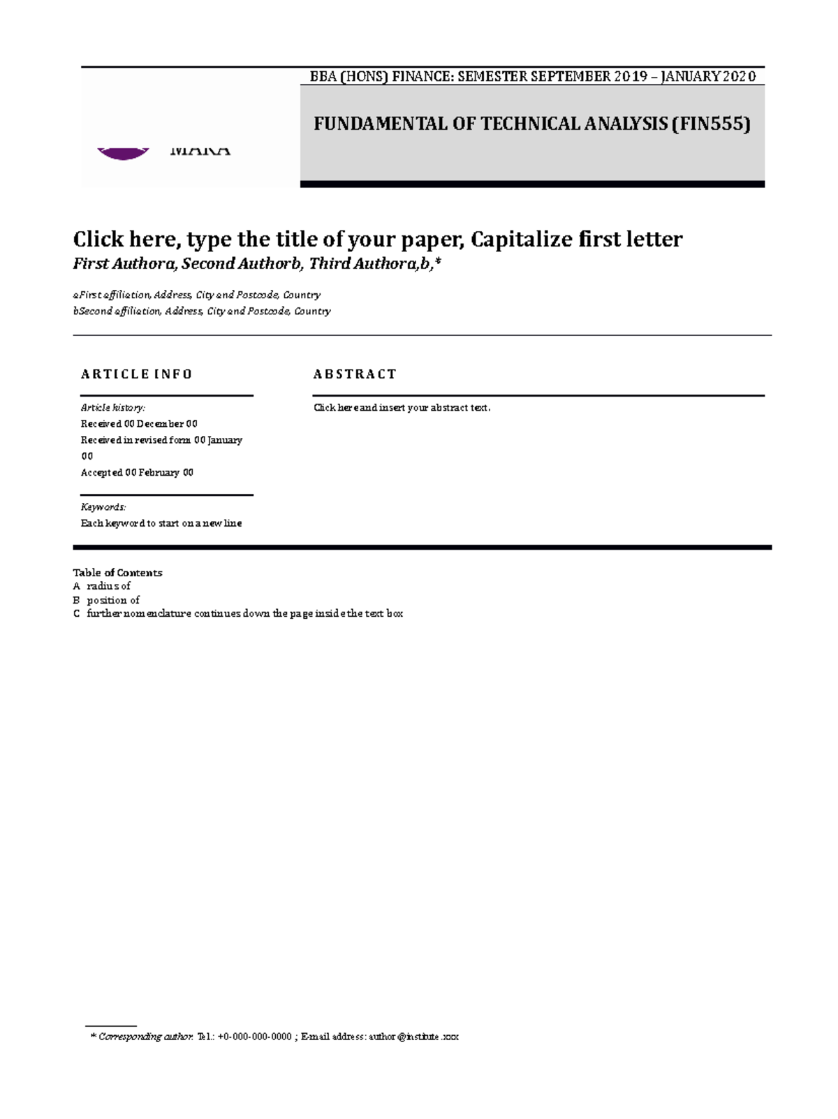 New Technical Analysis Assignment Template - BBA (HONS) FINANCE ...