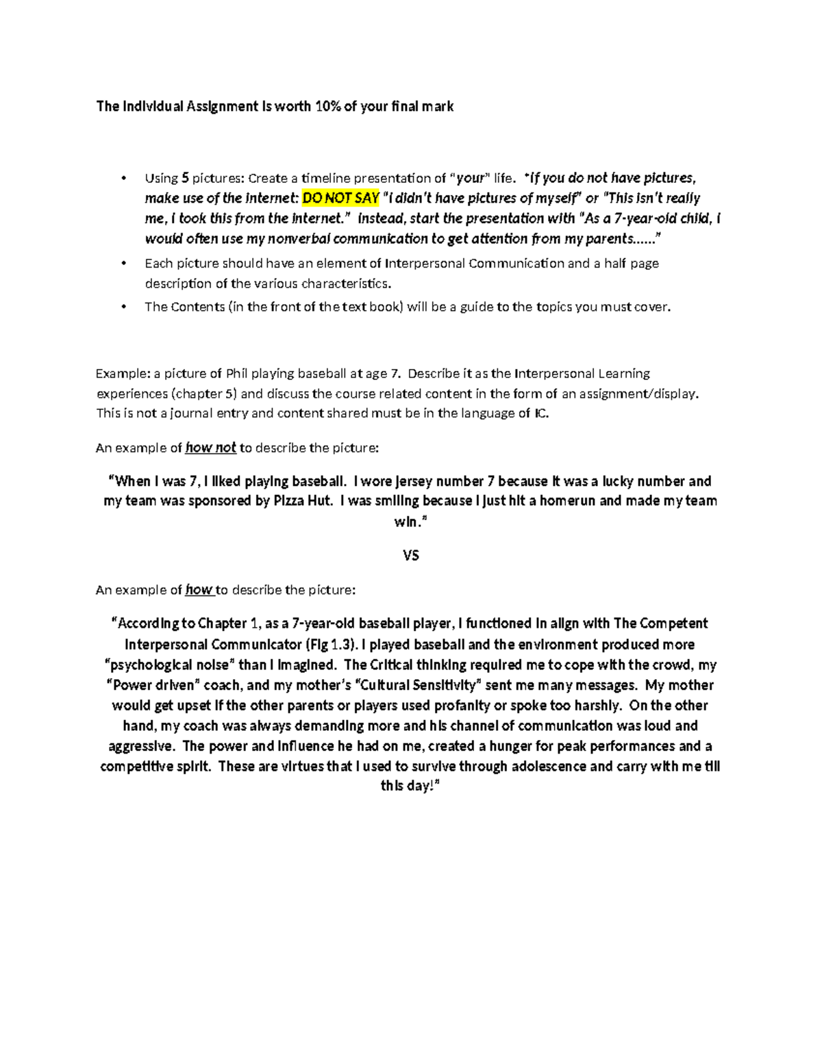 Personal Assignment SSW 101 - Tagged - The Individual Assignment is ...