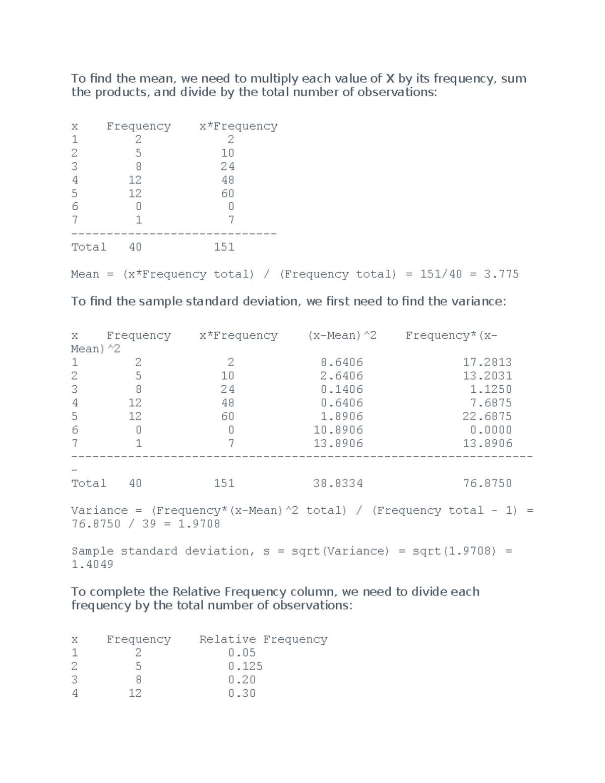 Assignment math unit 2 - All is fine - To find the mean, we need to ...