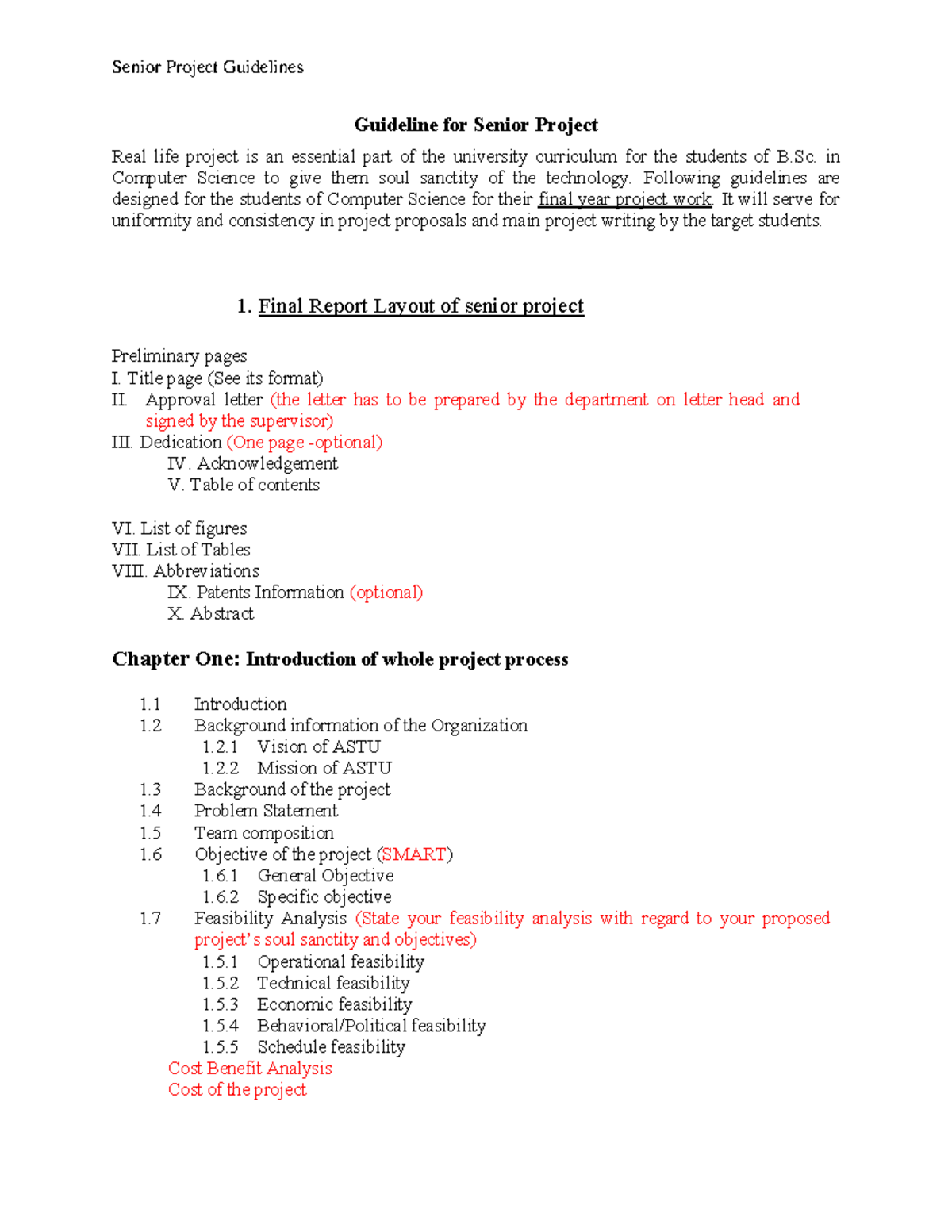 Project documentation Guidelines - Guideline for Senior Project Real life project is an ...