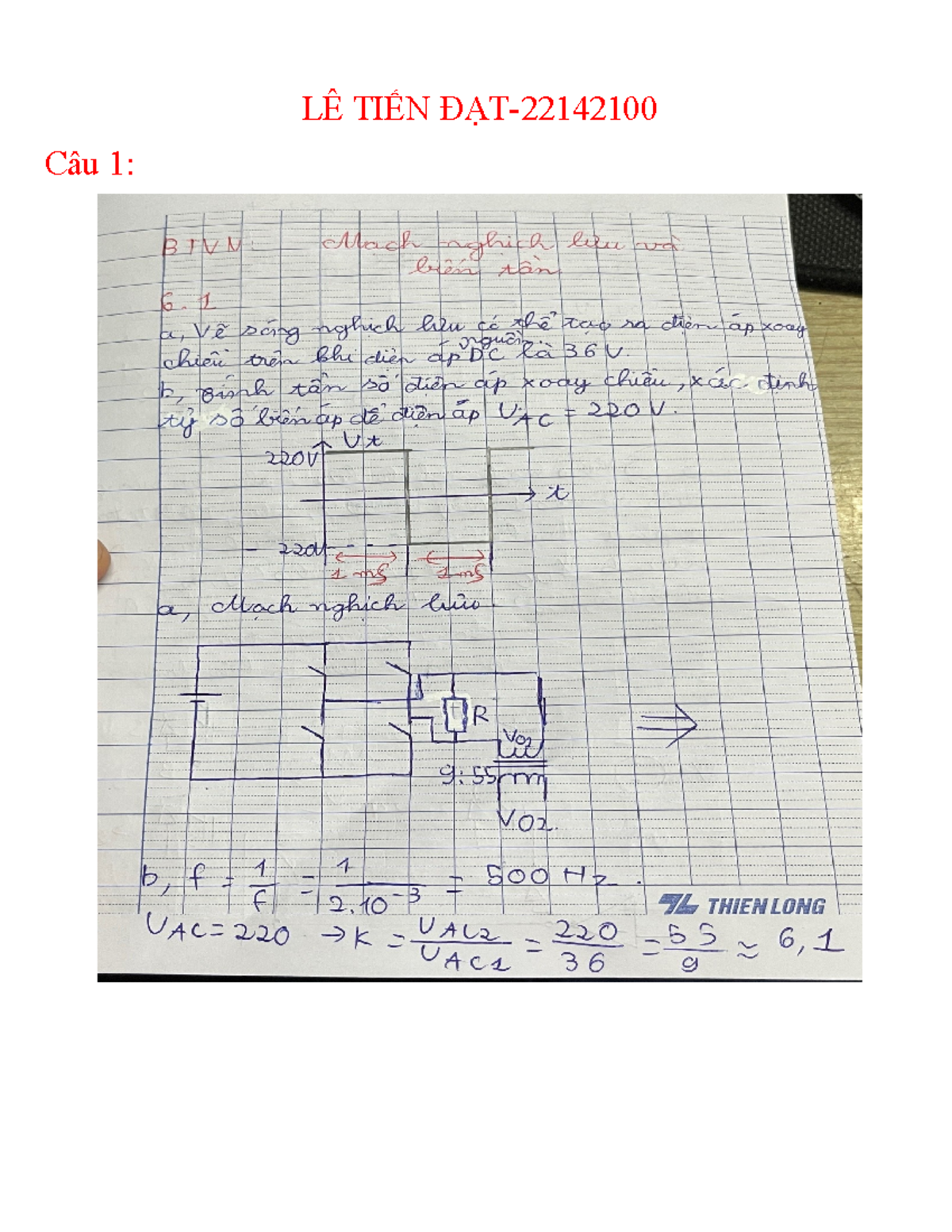 LÊ TIẾN ĐẠ1 - ĐIỂN TỬ CÔNG SUẤT - Bài Tập Điện Tử Công Suất - LÊ TIẾN ...