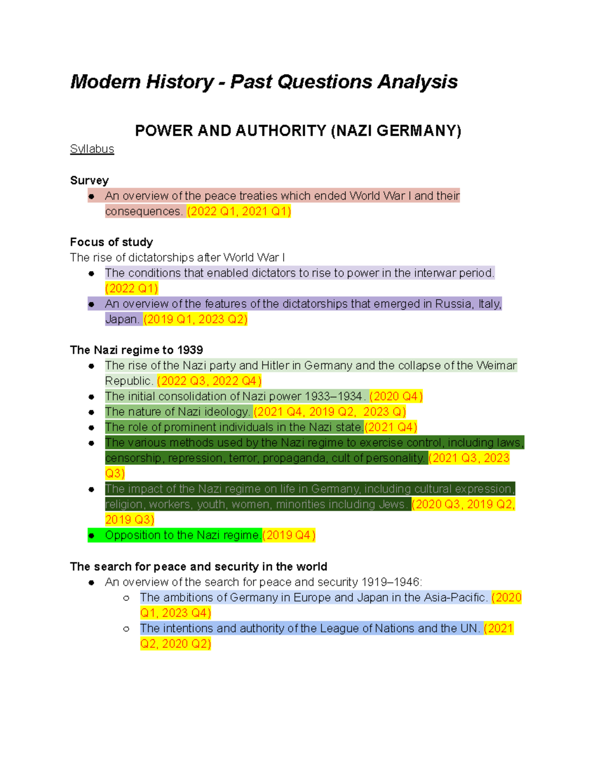 HSC Modern past questions and syllabus links - Google Docs - Modern ...