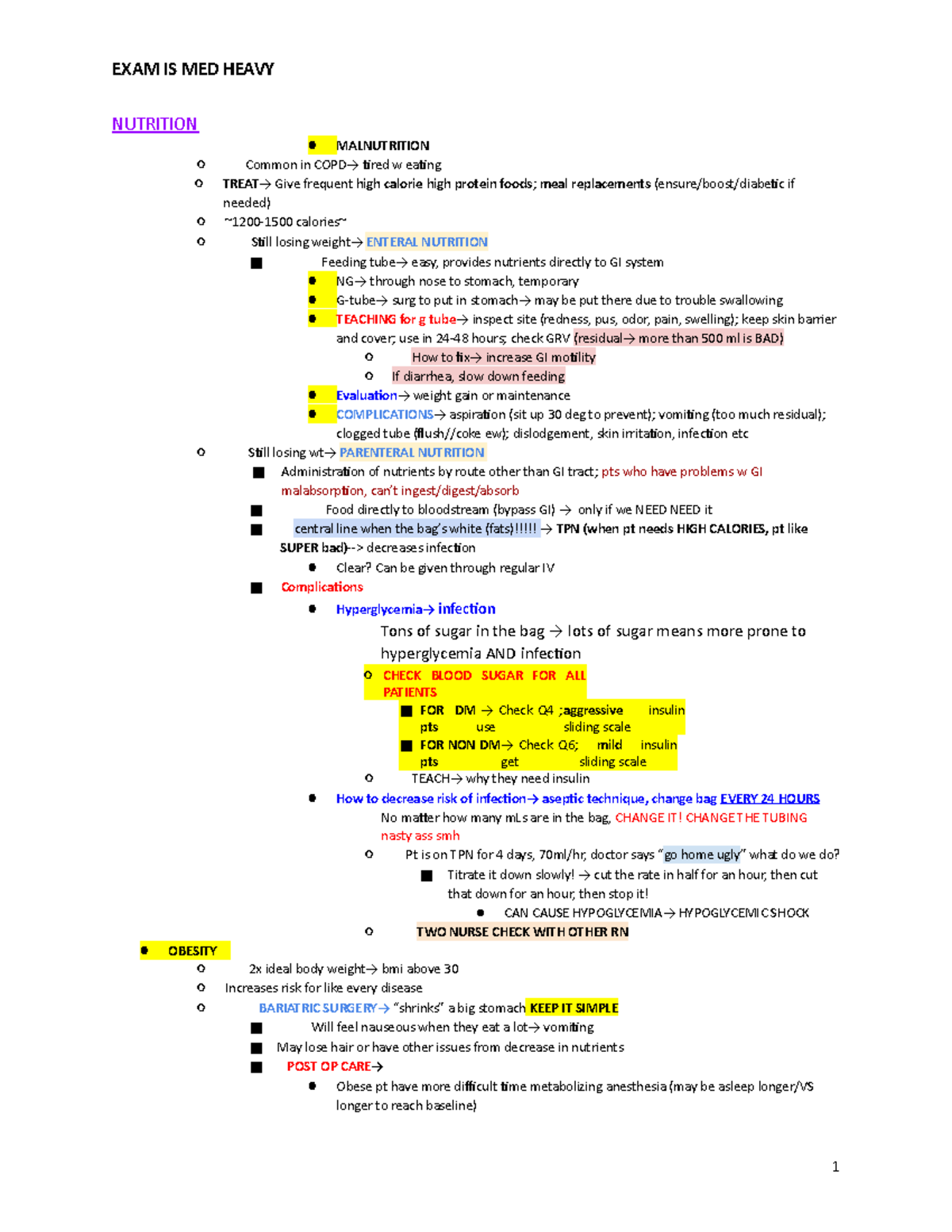 Nutrition problems - Fundamentals lecture notes - EXAM IS MED HEAVY ...