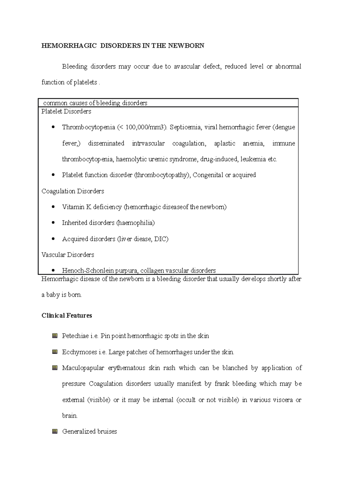 Haemorragic disorders in newborn - HEMORRHAGIC DISORDERS IN THE NEWBORN ...