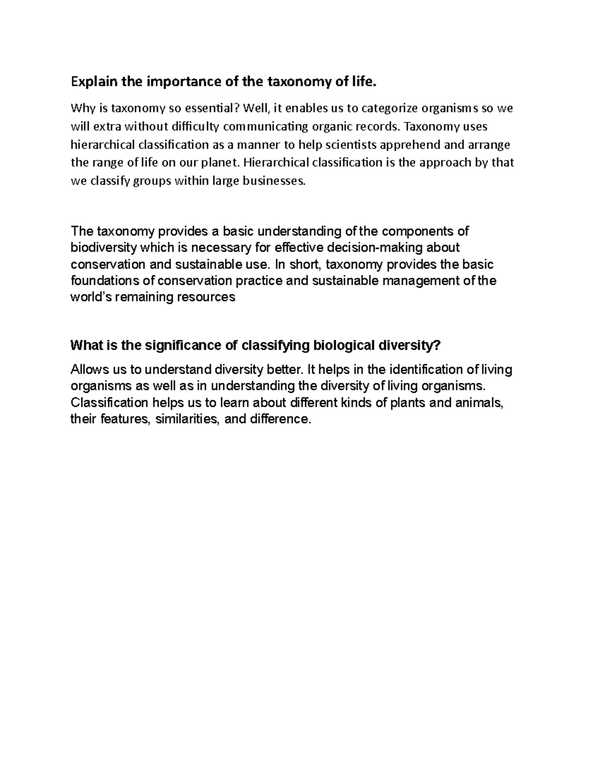 Explain the importance of the taxonomy of life - Why is taxonomy so ...