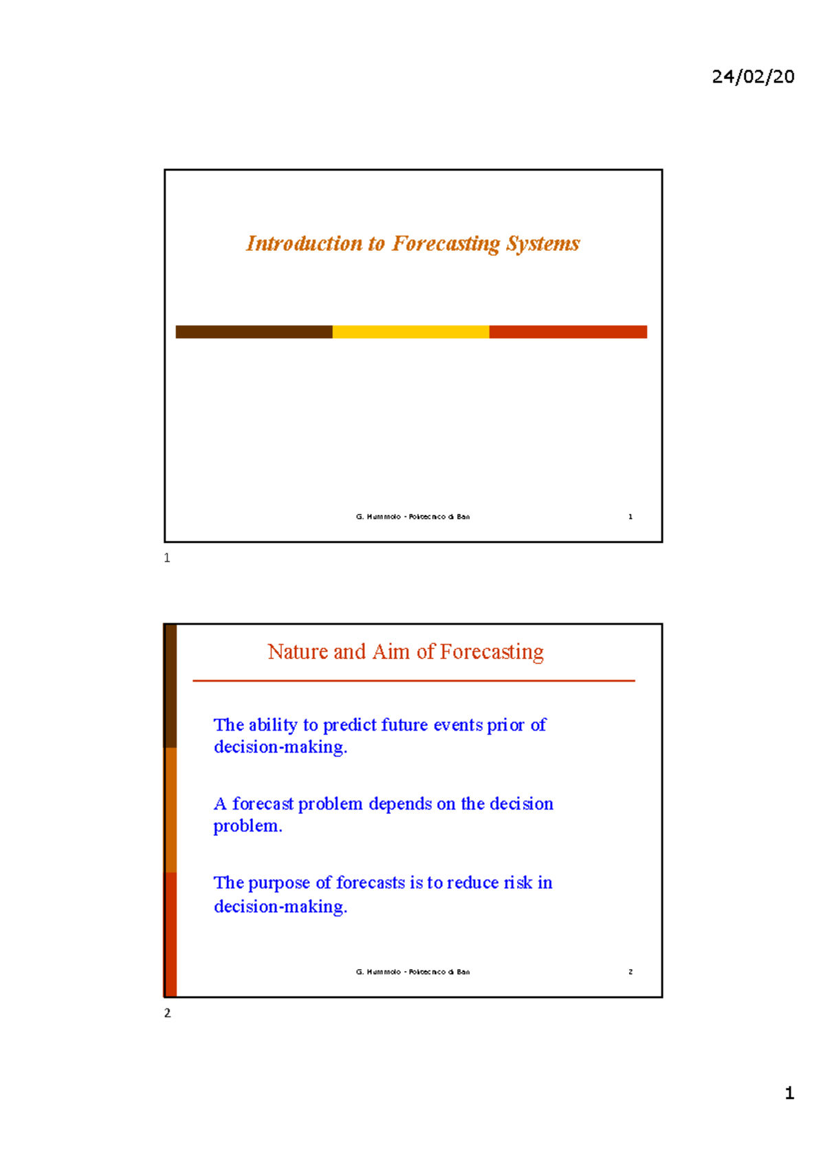 1-Introduction to Forecasting Systems aa 2019 2020 - Introduction to ...