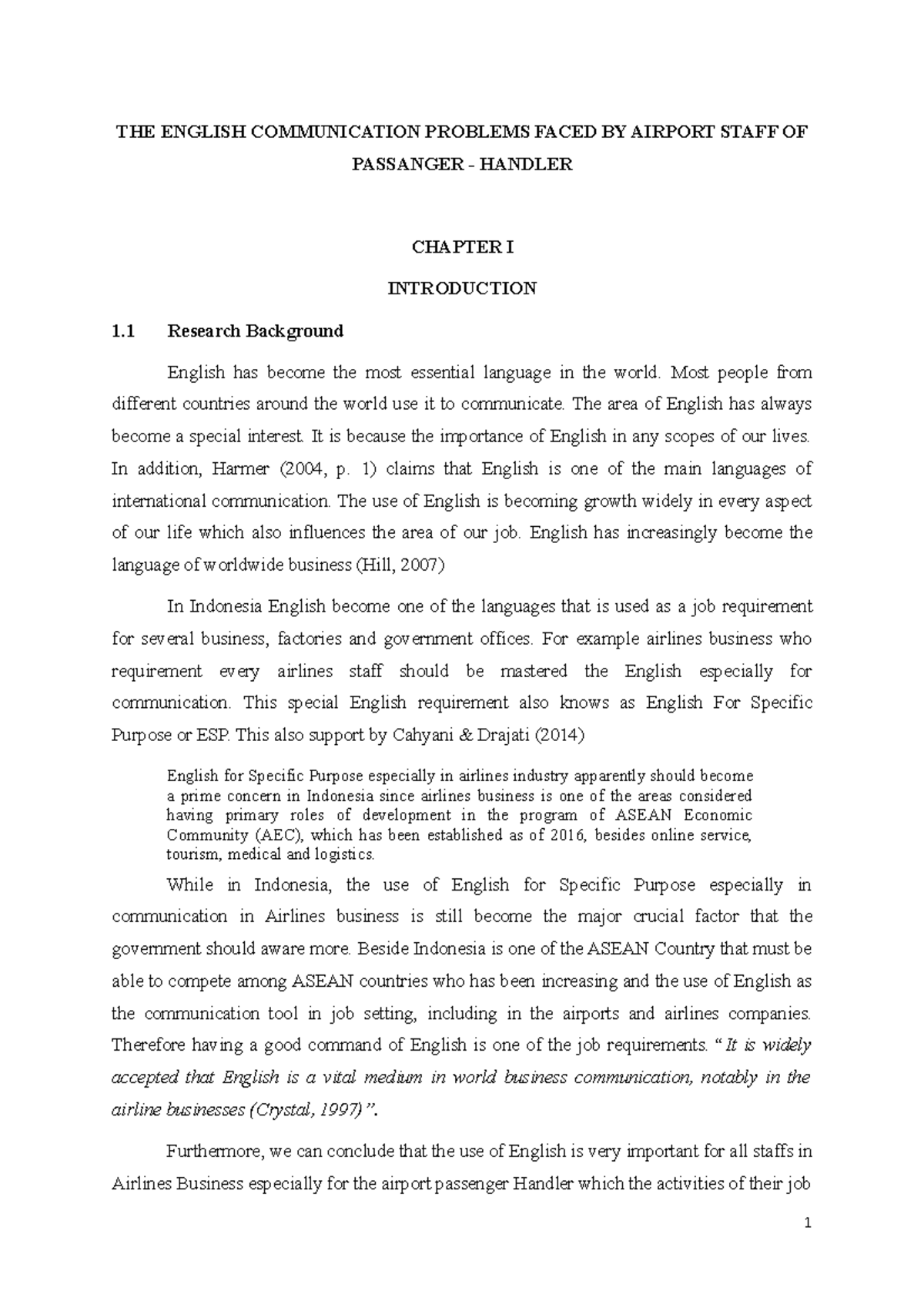 THE English Communication Problems Faced BY Airport Staff OF Passanger ...
