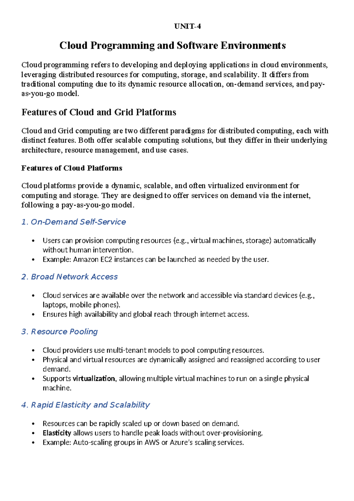 UNIT4 cloud - UNIT- Cloud Programming and Software Environments Cloud ...