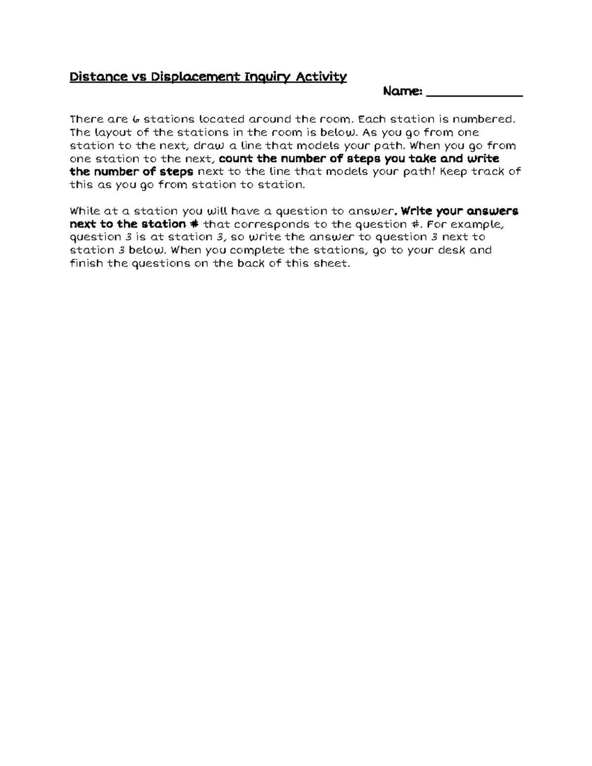 Carter Distance vs Displacement Inquiry Activity Name - Distance vs ...