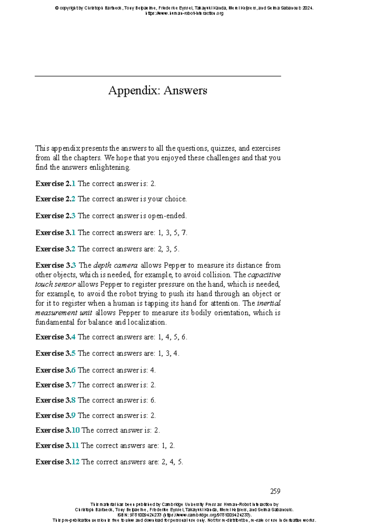 Human robot interaction second edition 14 appendix answers - Appendix ...