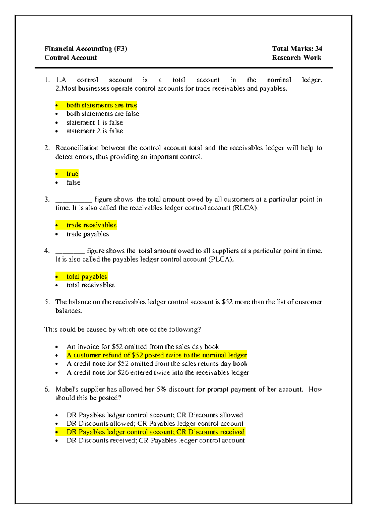 F3 Control Accounts - fa2 ciontrol acc - Financial Accounting (F3 ...