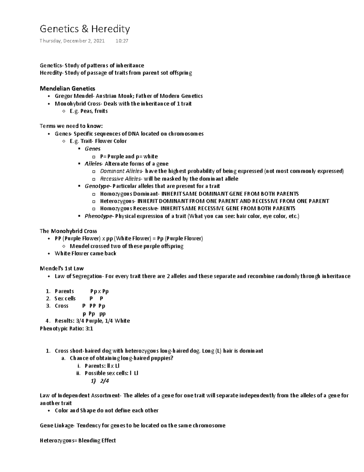 Biology Genetics and Heredity - 'ĞŶĞƚŝĐƐͲ ^ƚƵĚLJ ŽĨ ƉĂƚƚĞƌŶƐ ŽĨ ...