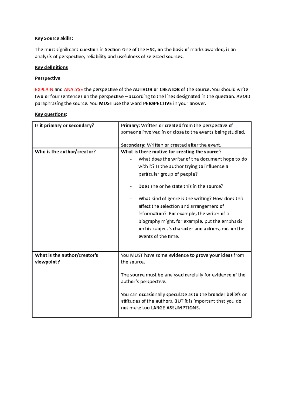 Modern History - Key Source Skills - Key Source Skills: The most ...
