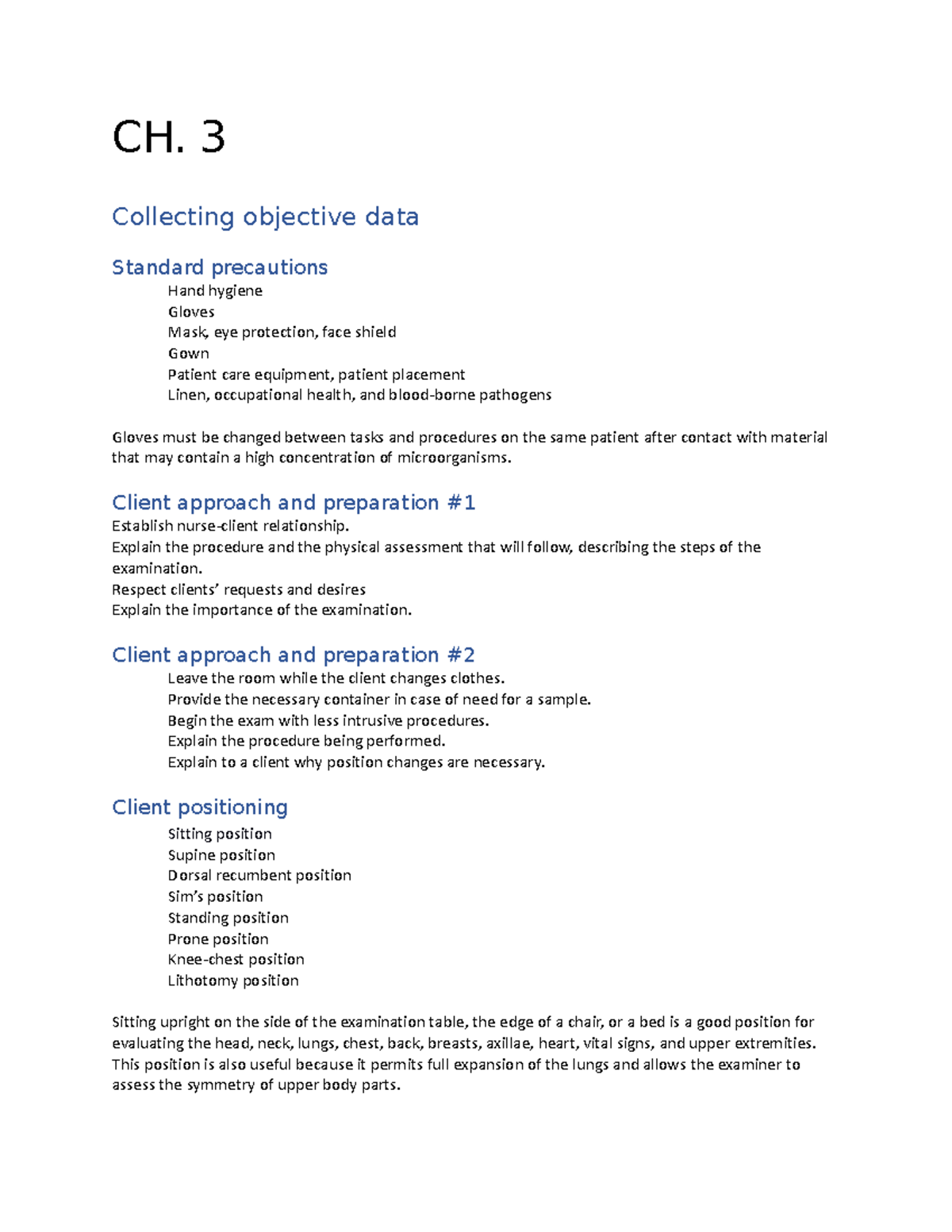 NUR323 - Lecture notes for fall 2023 - CH. 3 Collecting objective data ...
