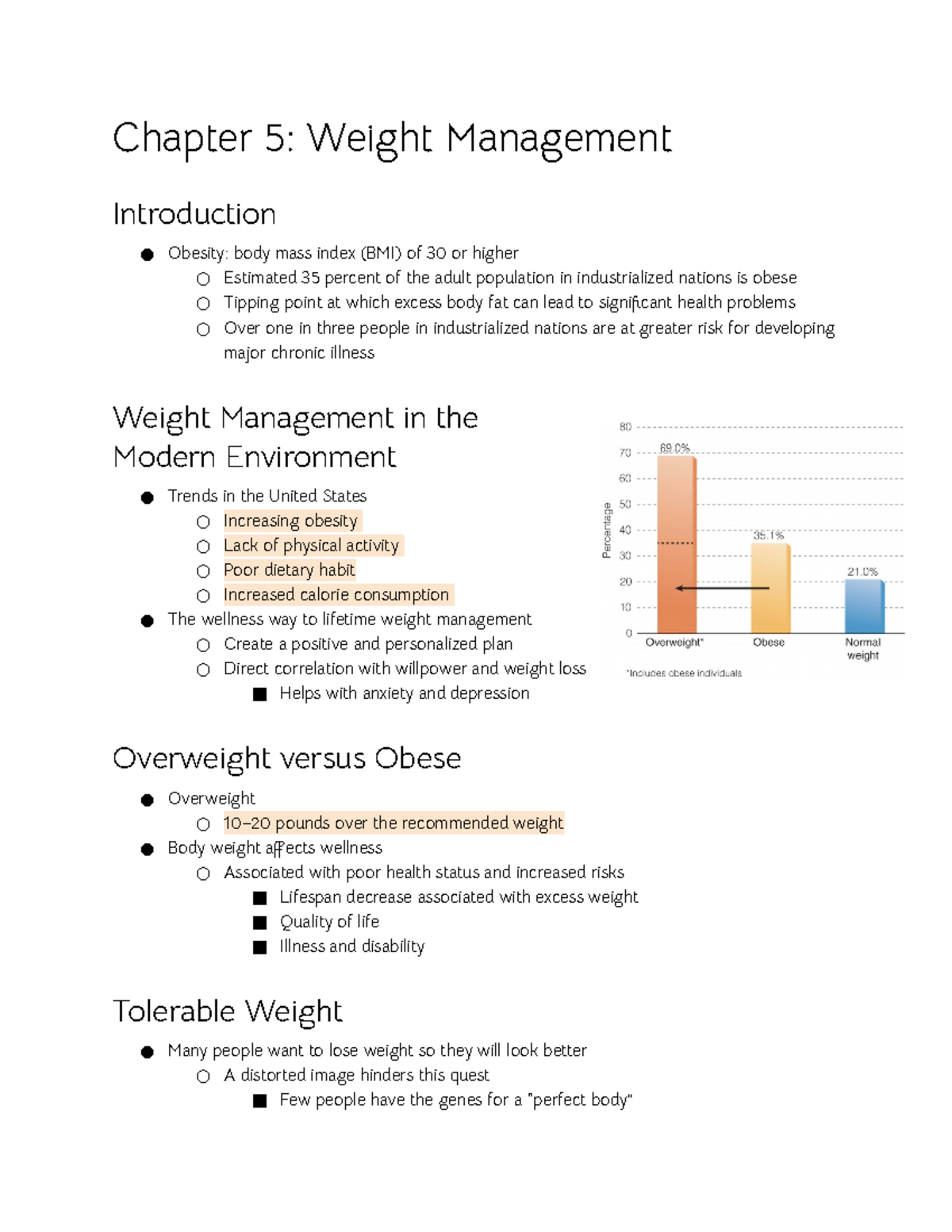 Fitness Unit 2 - Complete unit notes - Chapter 5: Weight Management ...