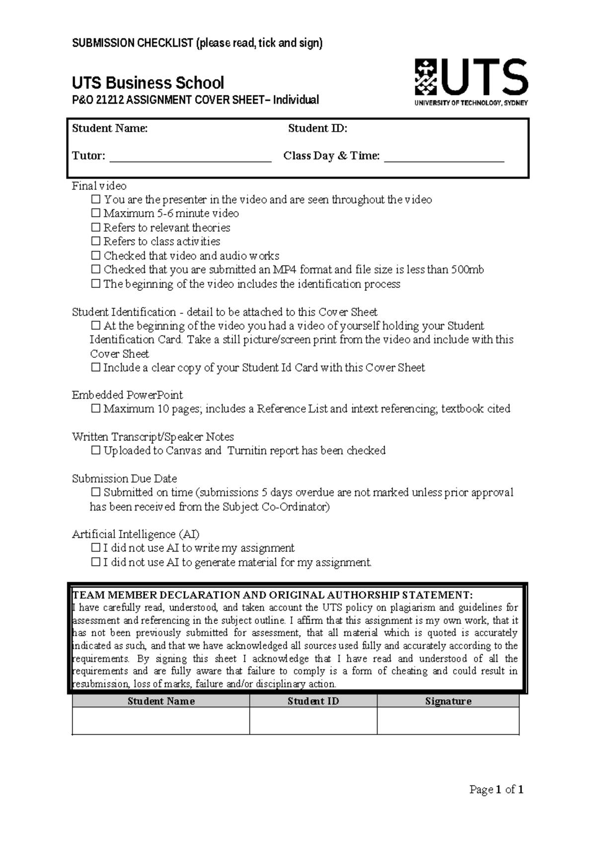 Assessment 3 Individual Cover Sheet-1 - SUBMISSION CHECKLIST (please ...