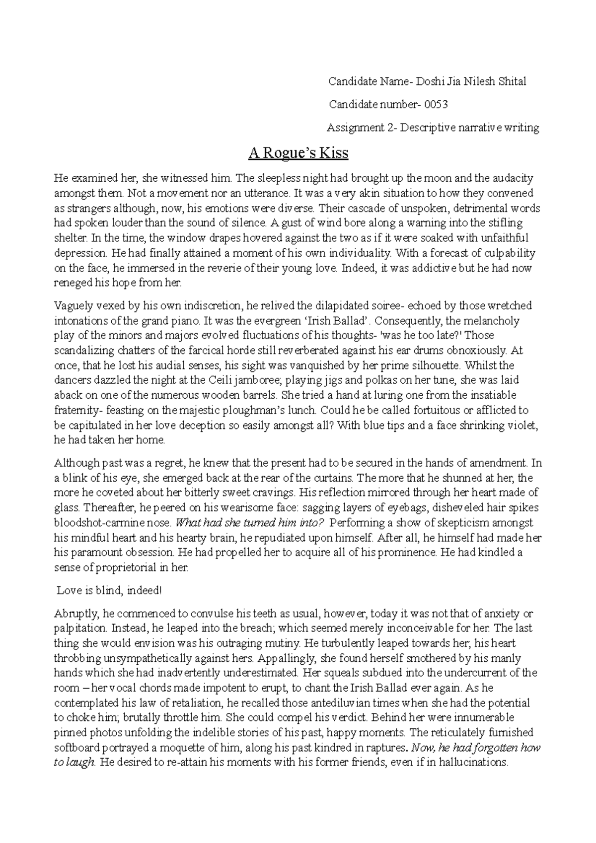 Finalised course work 2 - Candidate Name- Doshi Jia Nilesh Shital ...