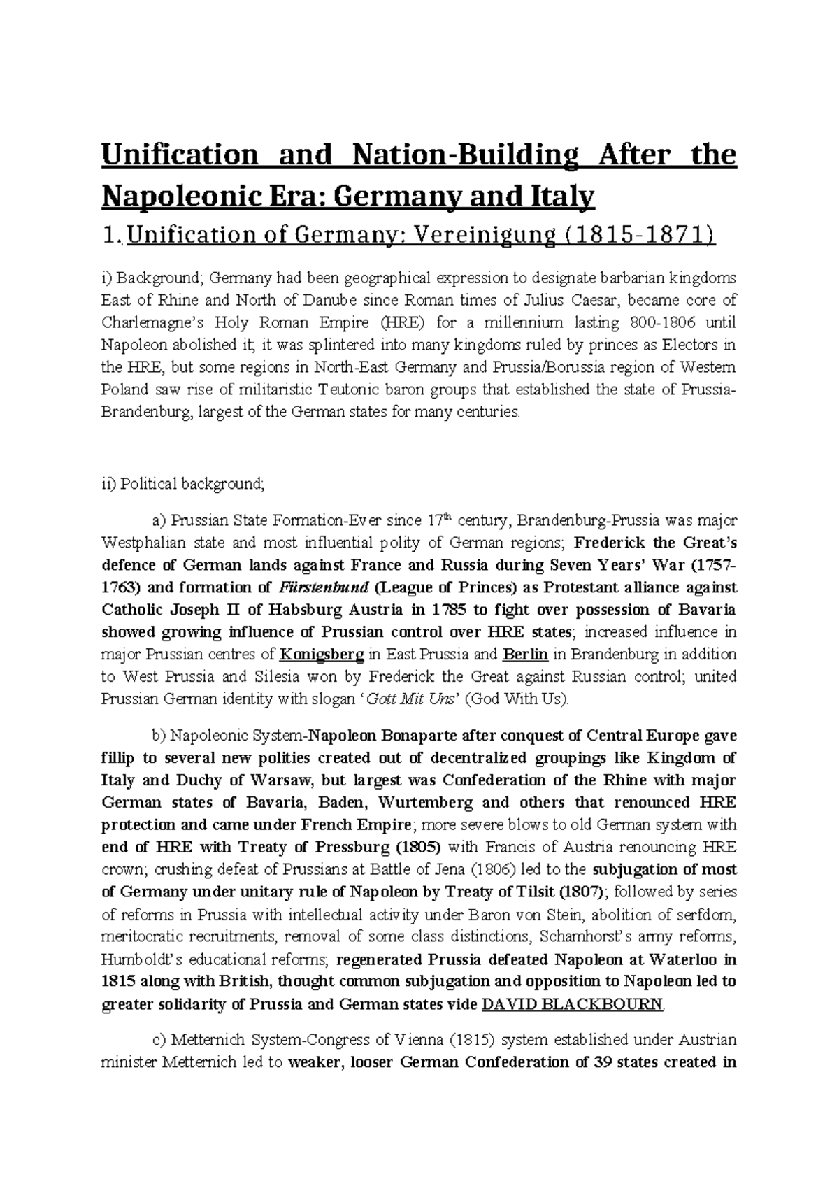 Varieties of Nationalism in Europe - Unification and Nation-Building ...