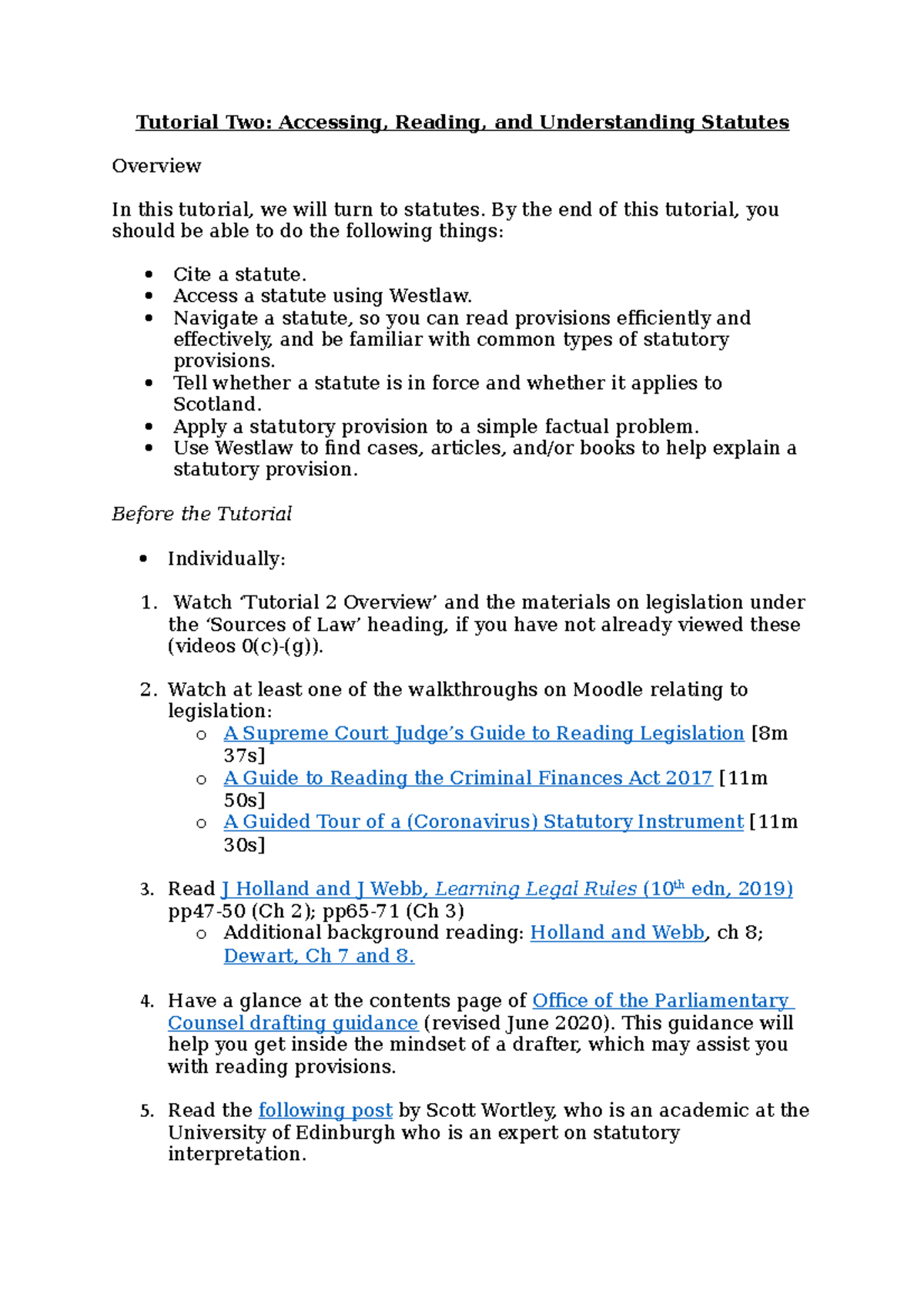 Tutorial 2 - Questions with instructions given by lecturer on what to ...