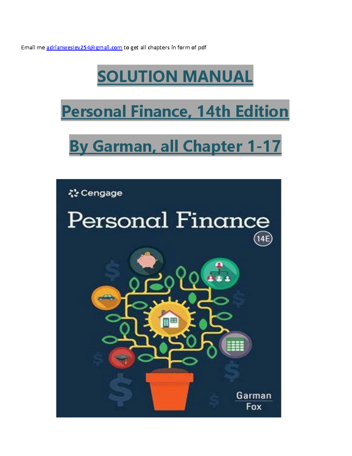 Solution manual for personal finance 14th edition by e thomas garman ...