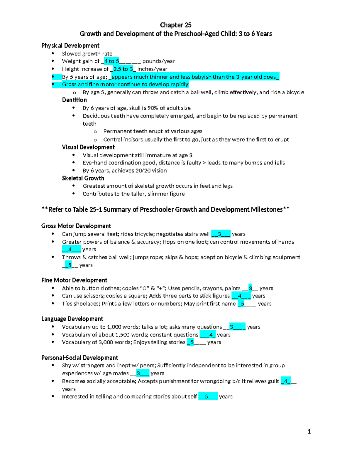 Preschooler -5th ed - Notes - Growth and Development of the Preschool ...