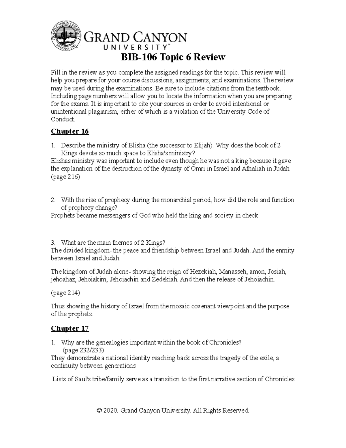 BIB 106 RS T6Review - review for 6th topic - BIB-106 Topic 6 Review ...