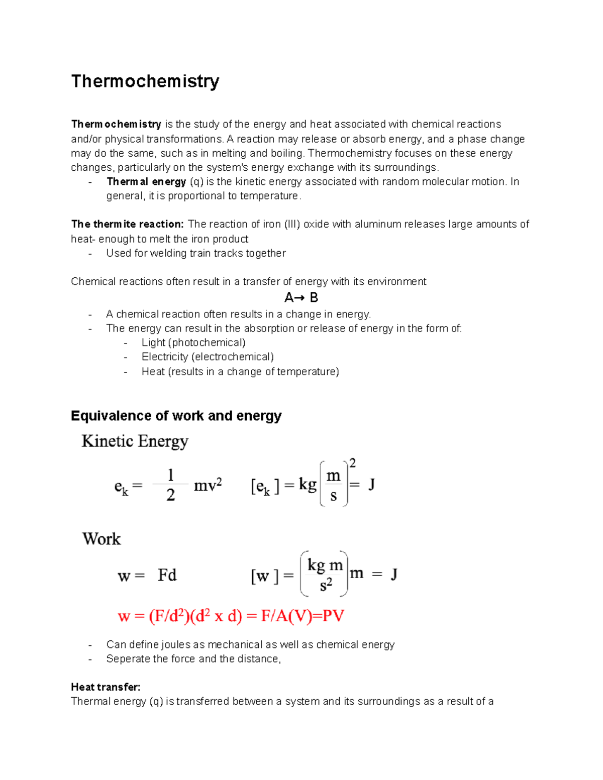 Chemistry Chapter 7 - Dr Fink - Thermochemistry Thermochemistry is the ...