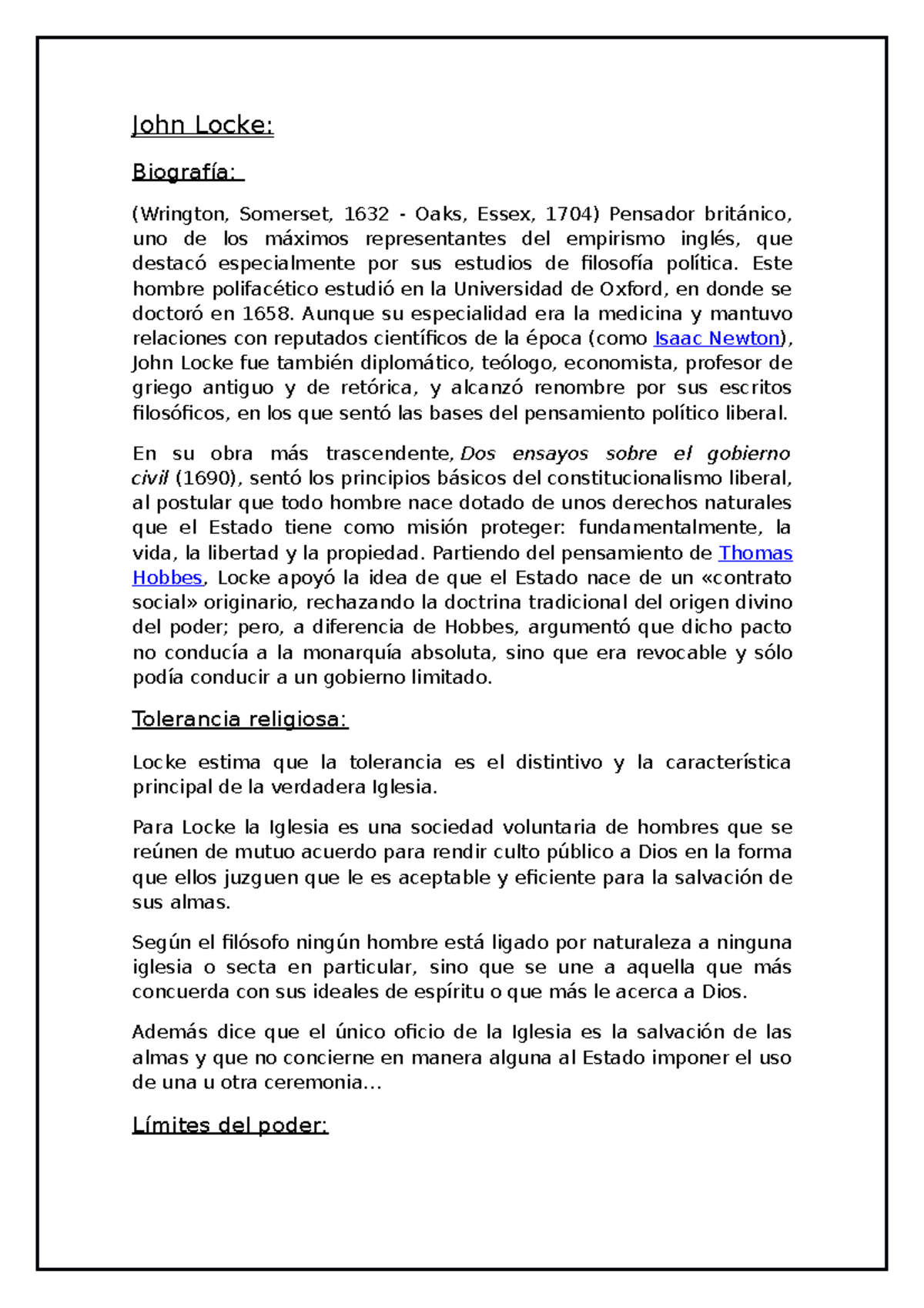 John Locke - Apuntes liberalismo - John Locke: Biografía: (Wrington ...