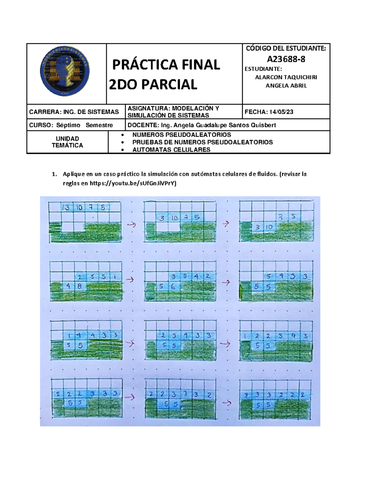Práctica Resuelta 2do Parcial - PRÁCTICA FINAL 2DO PARCIAL CÓDIGO DEL ESTUDIANTE: A23688- 8 ...