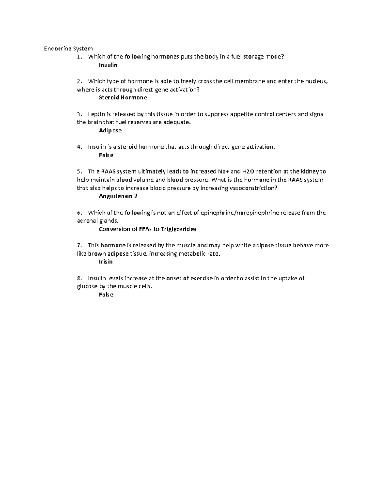 Endocrine System Questions and Answers - Endocrine System 1. Which of ...