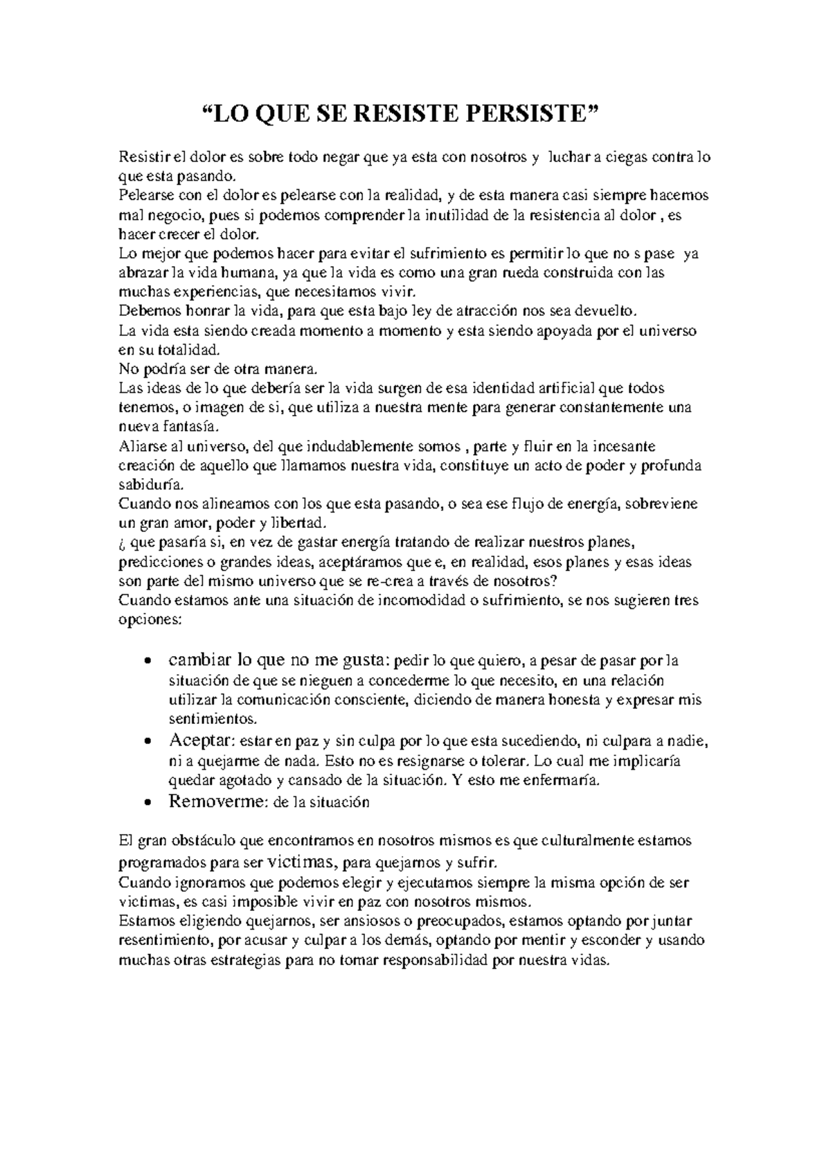 11- LO QUE SE Resiste Persiste - “LO QUE SE RESISTE PERSISTE” Resistir ...